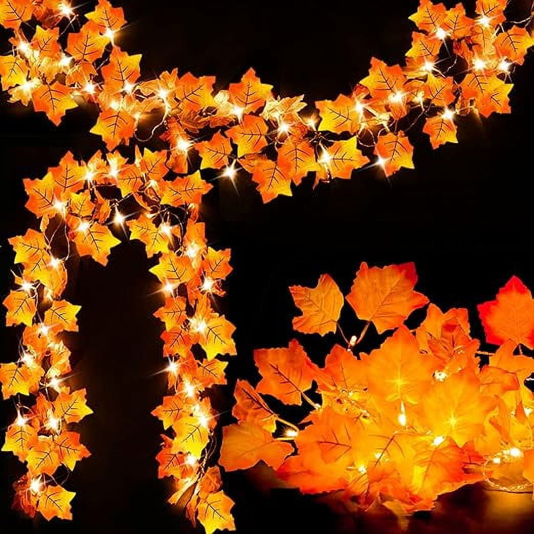 Maple Leaf Fall Garland Lights, Fall Decor 20 LED Enlarged Fall Leaves ...