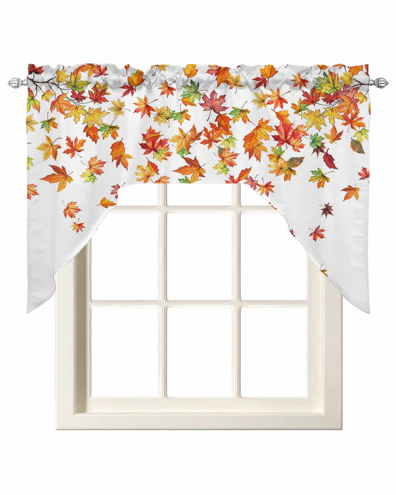 Maple Leaf Fall Kitchen Swag Valances for Windows, Thanksgiving Autumn ...