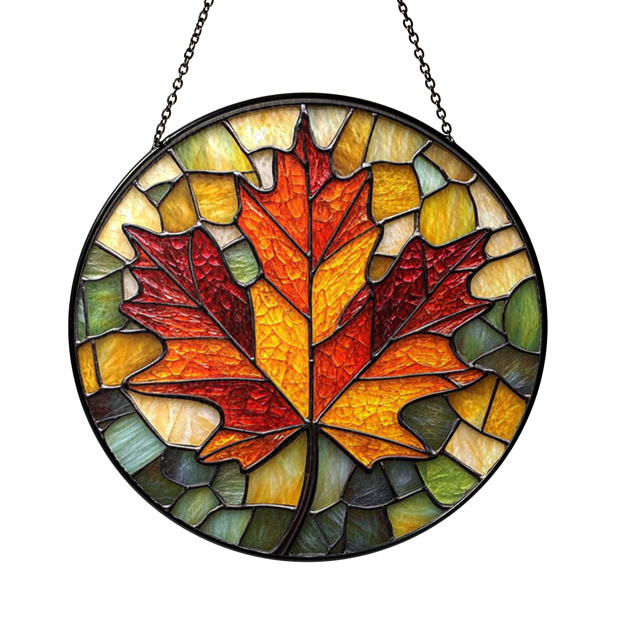 Maple Leaf Fall Stained Glass Window Hanging, Autumn Suncatcher Decor ...