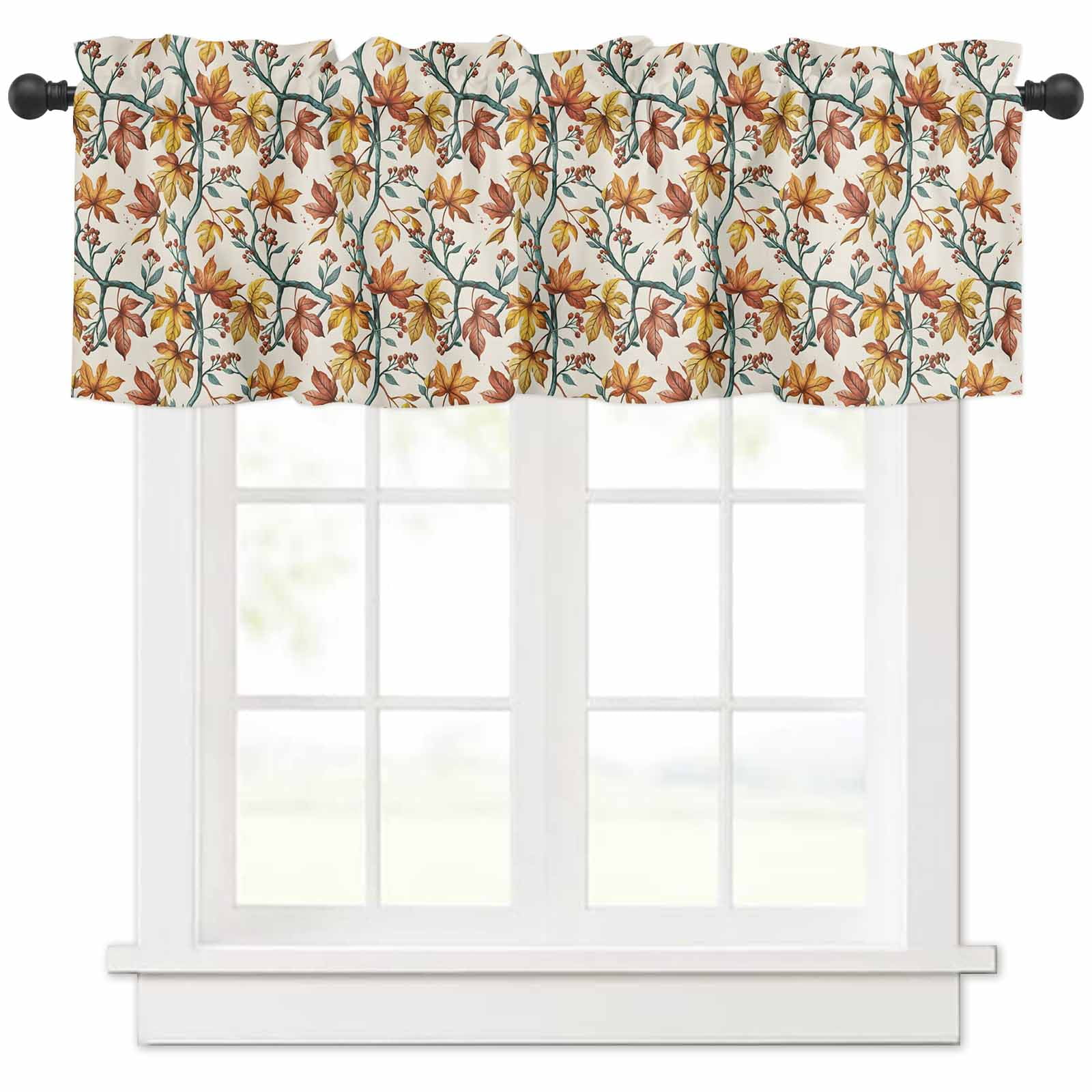 Maple Leaf Fall Valances for Windows Farmhouse Kitchen Curtains ...
