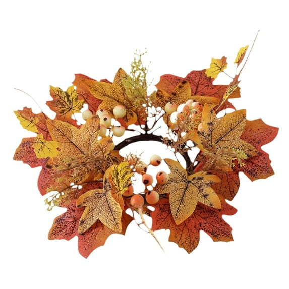 Maple Leaf Fall Wreath Ring Thanksgiving Candle Holder for Home Bar ...