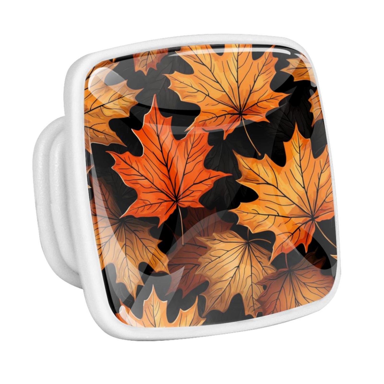 Maple Leaf Fluorescent Drawer Pulls with Screws Square 4-Pack Glow Dark Knobs for Cabinets ...