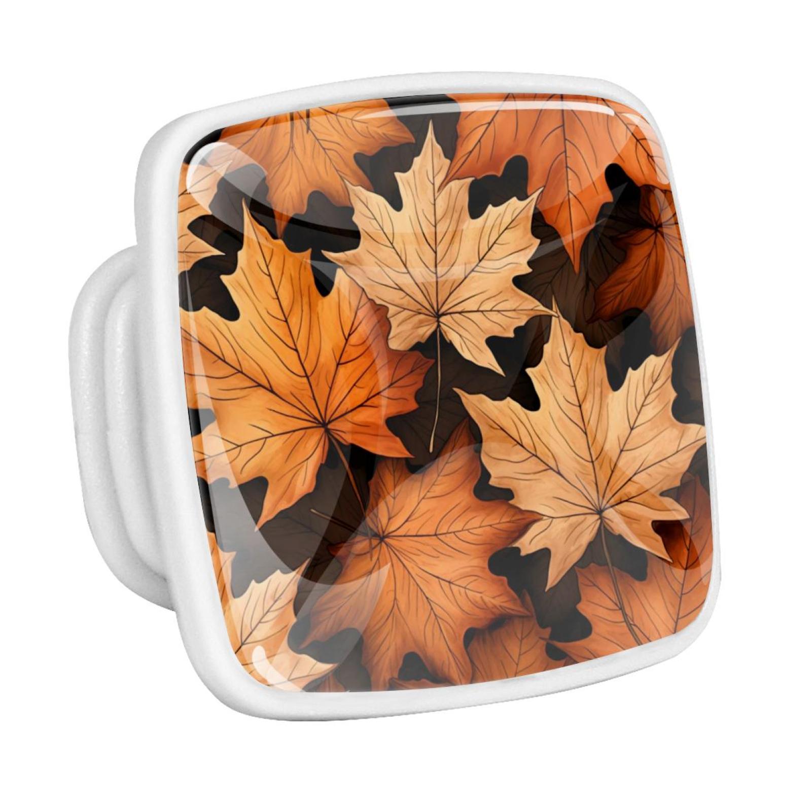 Maple Leaf Fluorescent Drawer Pulls with Screws Square 4-Pack Glow Dark Knobs for Cabinets ...