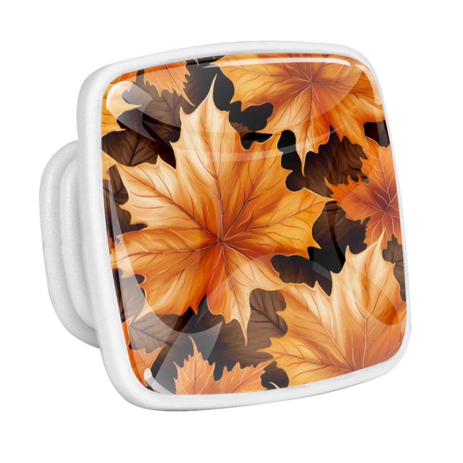 Maple Leaf Fluorescent Drawer Pulls with Screws Square 4-Pack Glow Dark Knobs for Cabinets ...