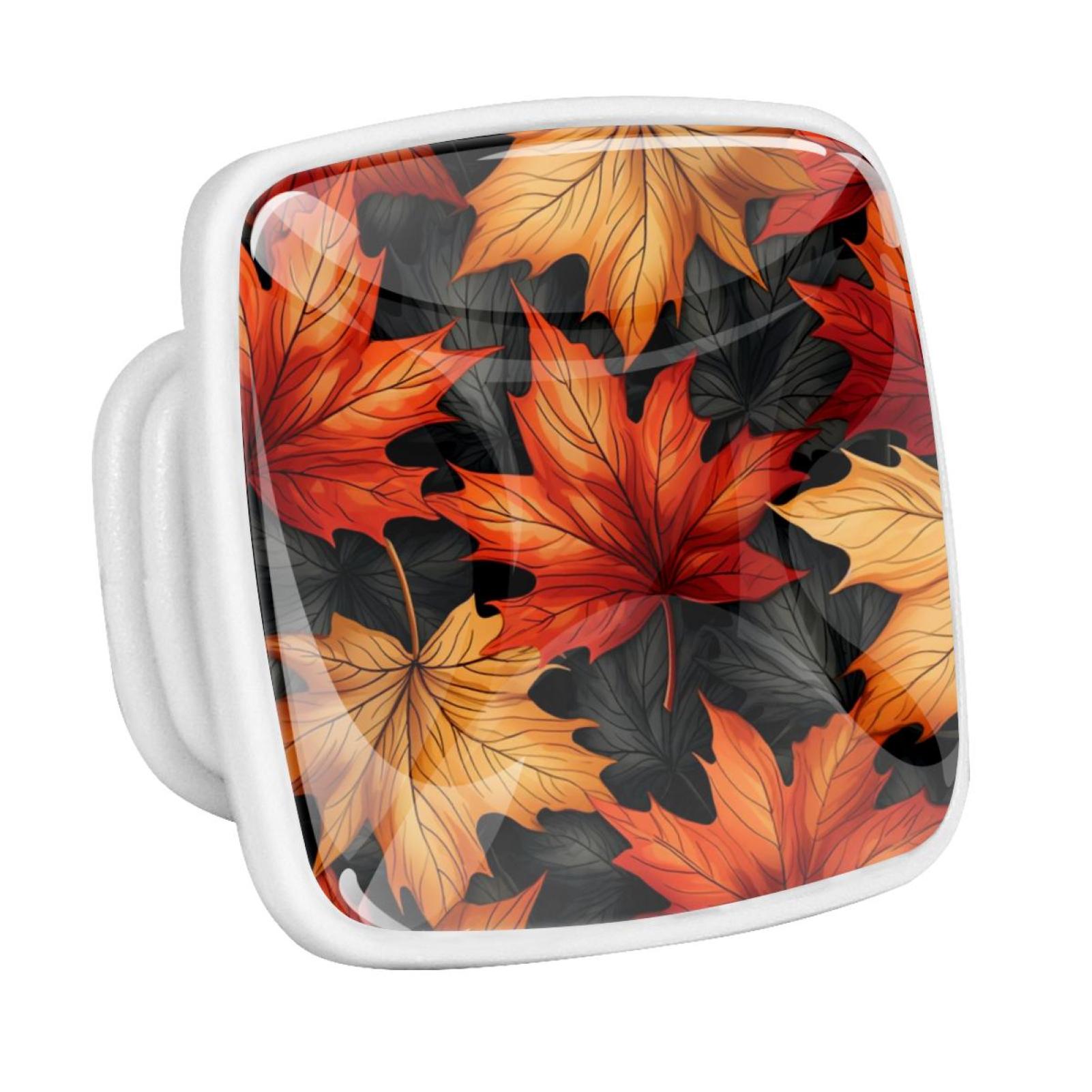 Maple Leaf Fluorescent Drawer Pulls with Screws Square 4-Pack Glow Dark Knobs for Cabinets ...