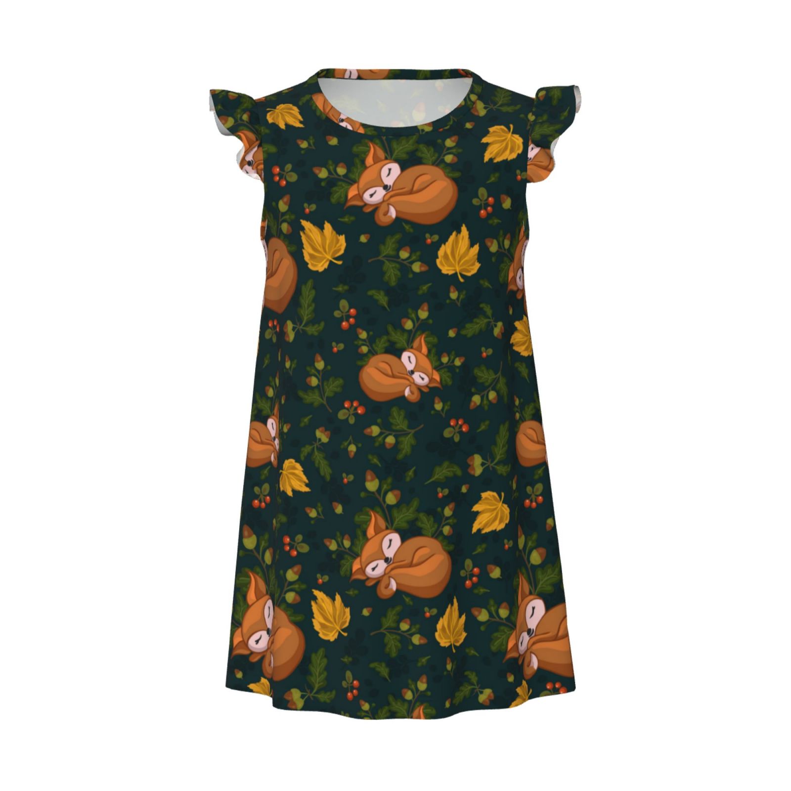 Maple Leaf Fox Girls Nightgowns, Short Sleeves Dress Girls Sleepwear ...