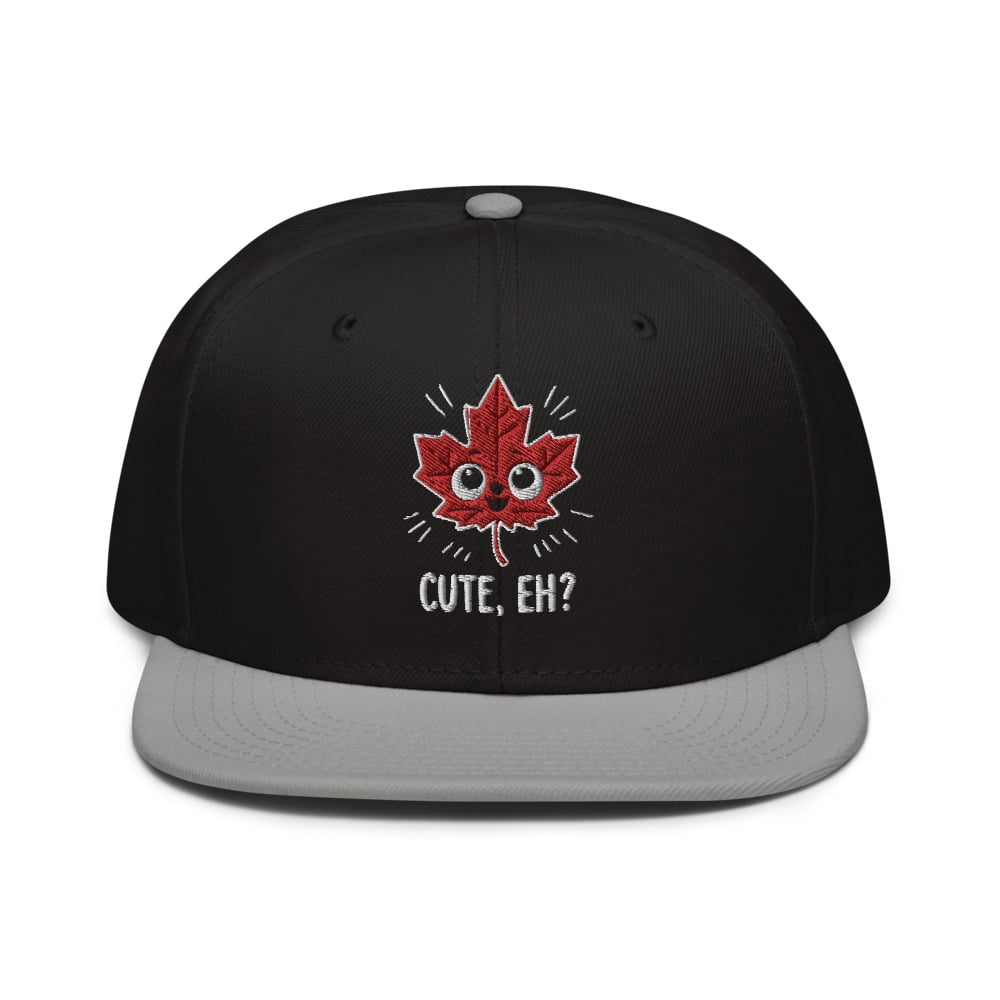 Maple Leaf Funny Canada Snapback Hat, Cute Eh Canadian Flag- Embroidery ...