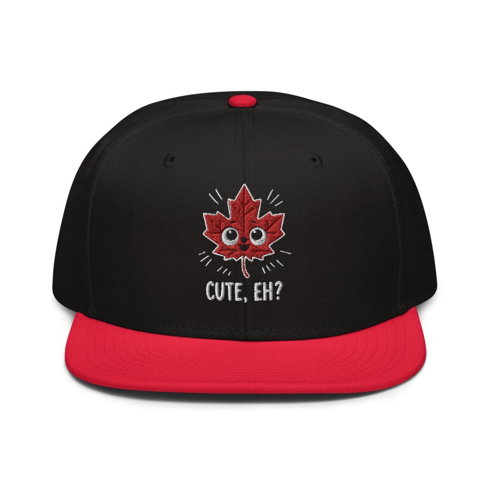 Maple Leaf Funny Canada Snapback Hat, Cute Eh Canadian Flag- Embroidery ...