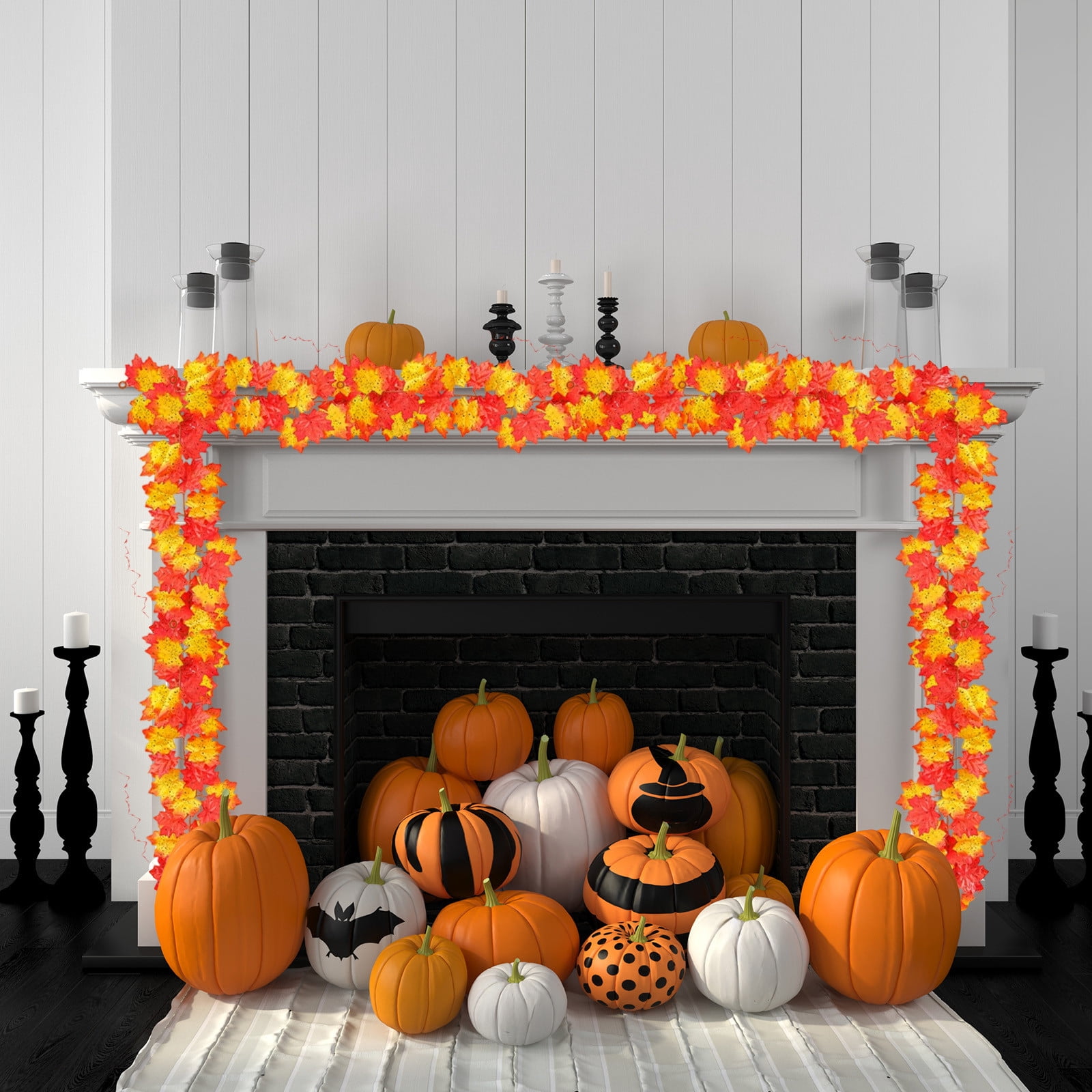 Maple Leaf Garland Halloween Decorations Bendable Twig with Realistic ...