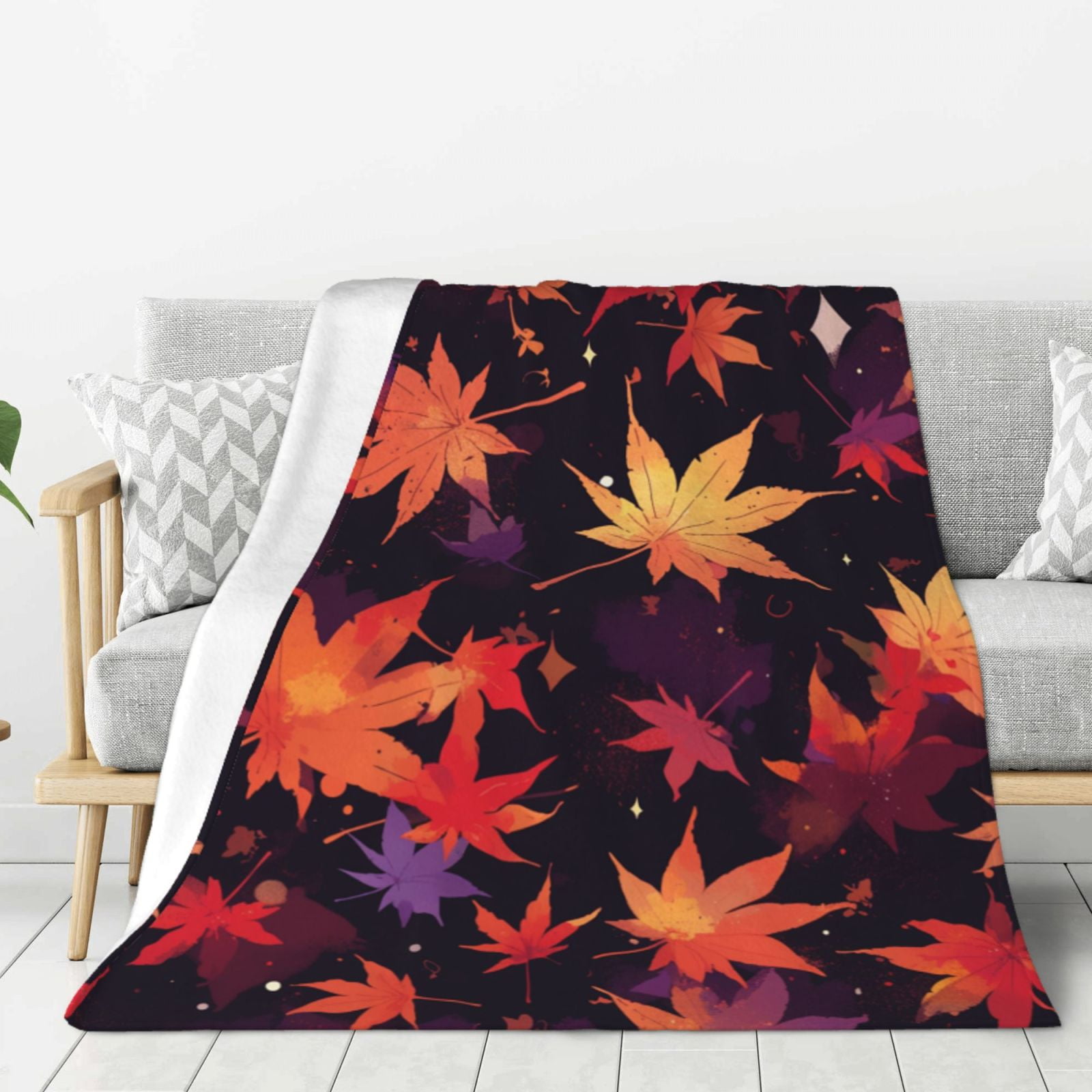 Maple Leaf Lightweight Plush Fuzzy Cozy Soft Blankets 80"X60" - Walmart.com