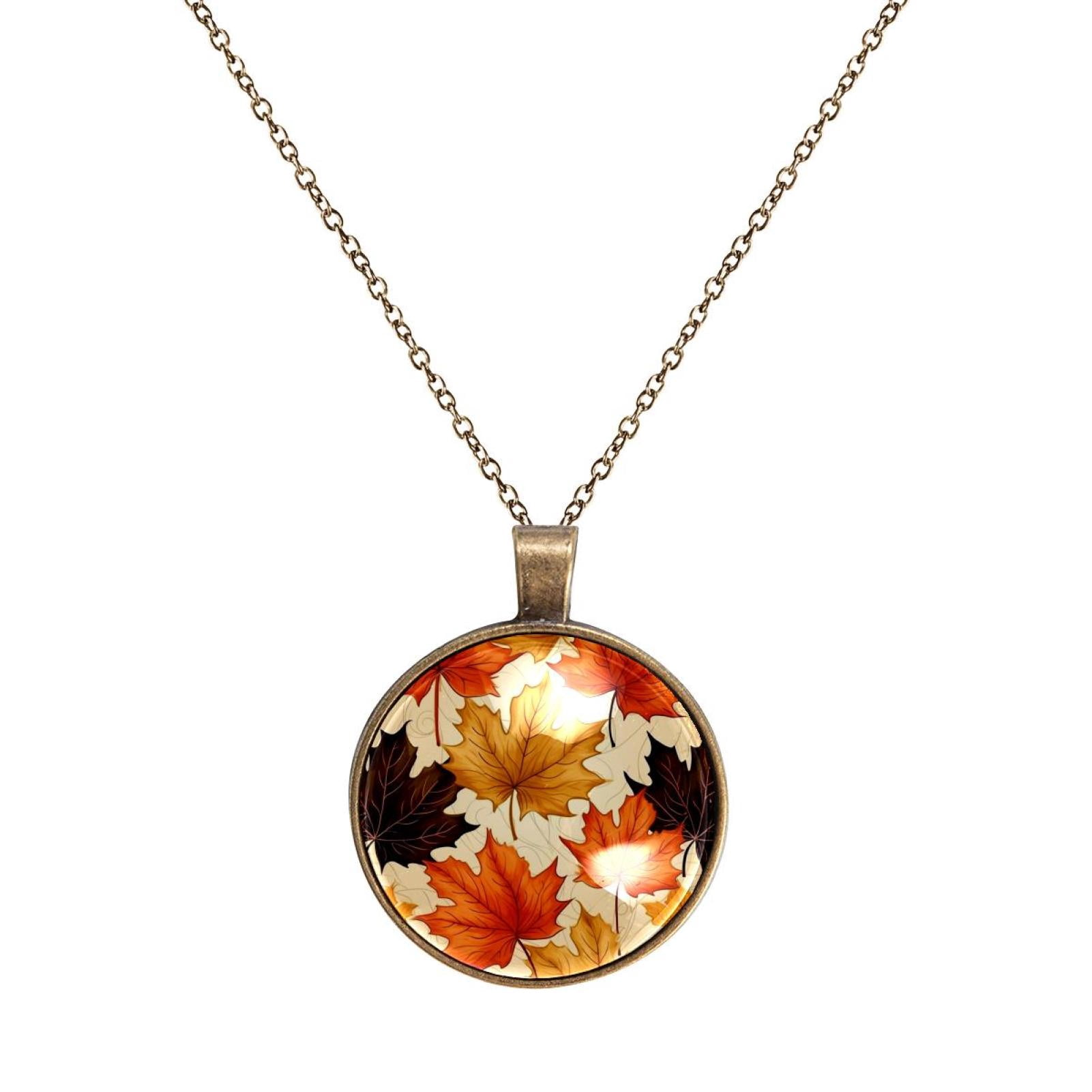 Maple Leaf Necklace Personalized Custom Photo Round Pendant Adjustable ...
