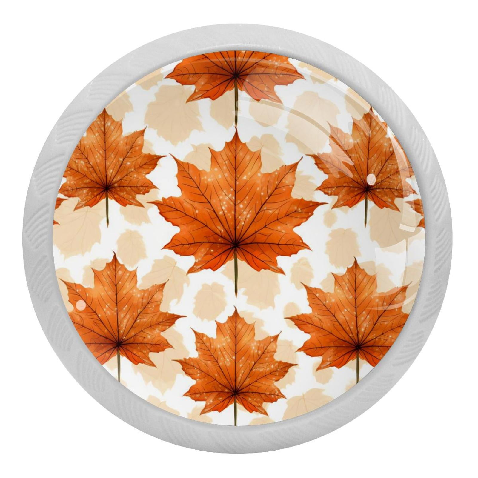 Maple Leaf Pattern 4PCS Cabinet Knobs Pulls Fluorescent Drawer Handle ...