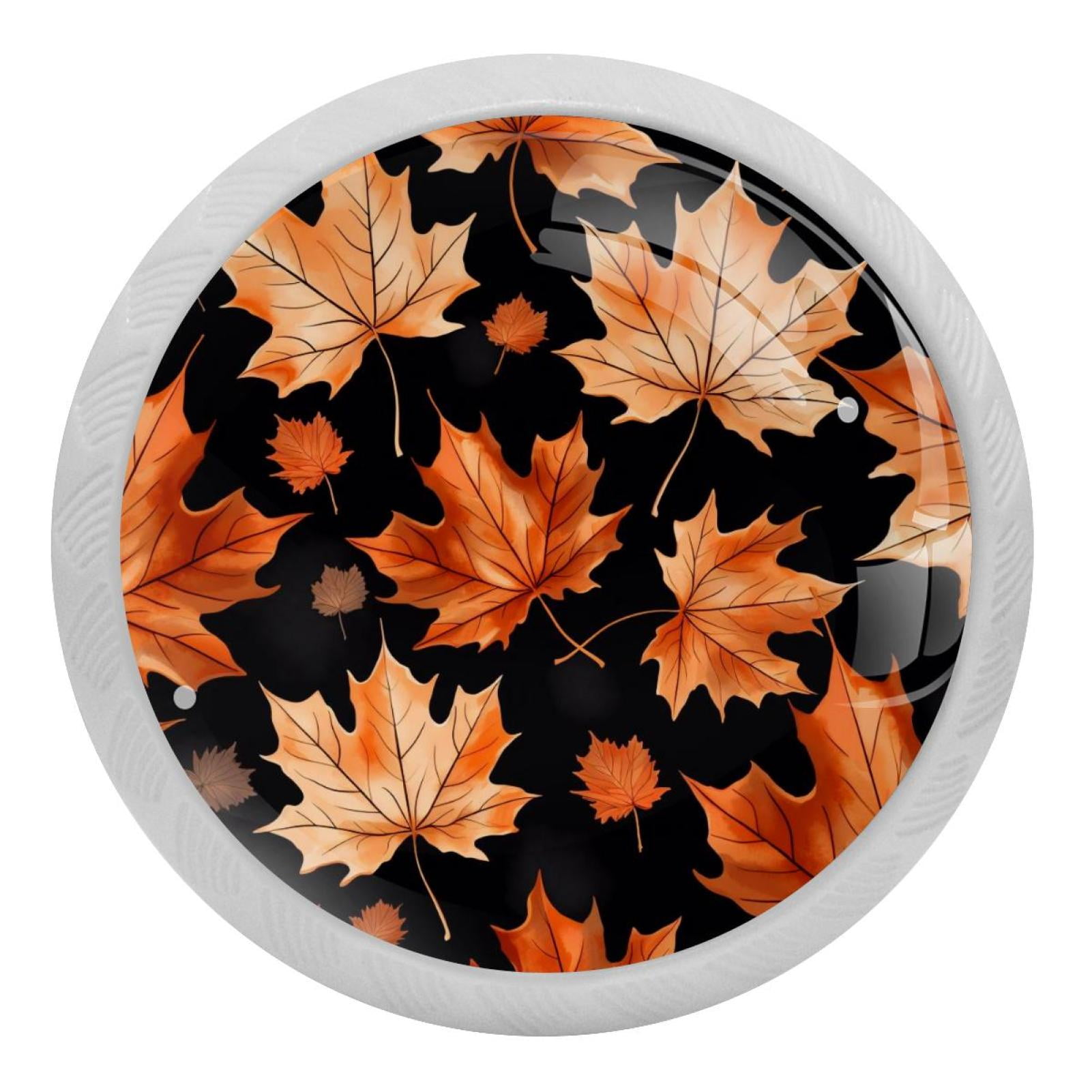 Maple Leaf Pattern 4PCS Cabinet Knobs Pulls Fluorescent Drawer Handle ...