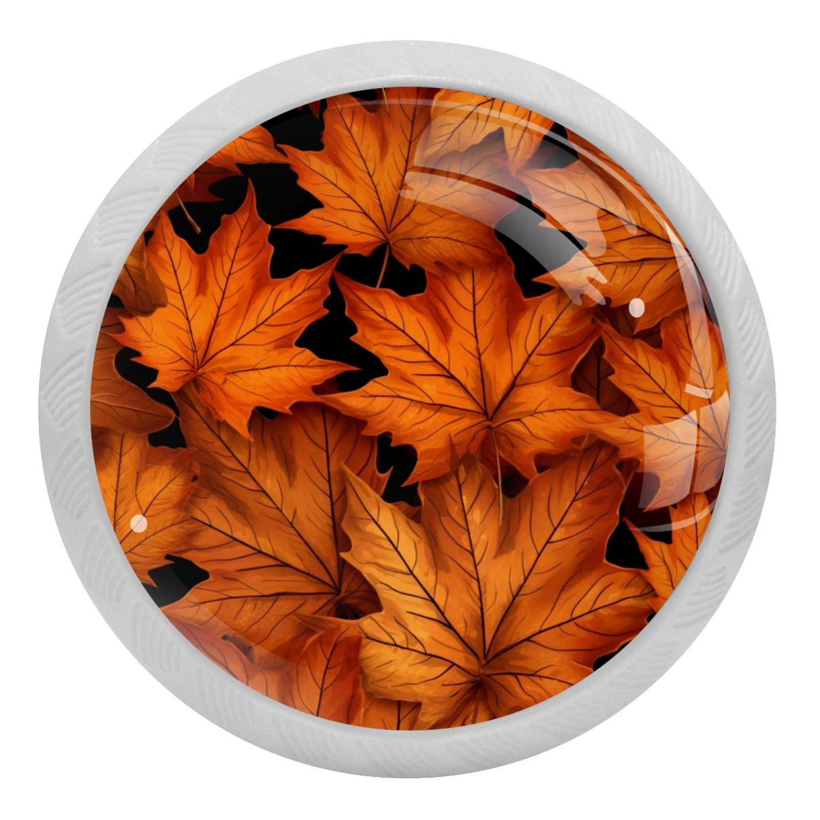 Maple Leaf Pattern 4PCS Cabinet Knobs Pulls Fluorescent Drawer Handle ...