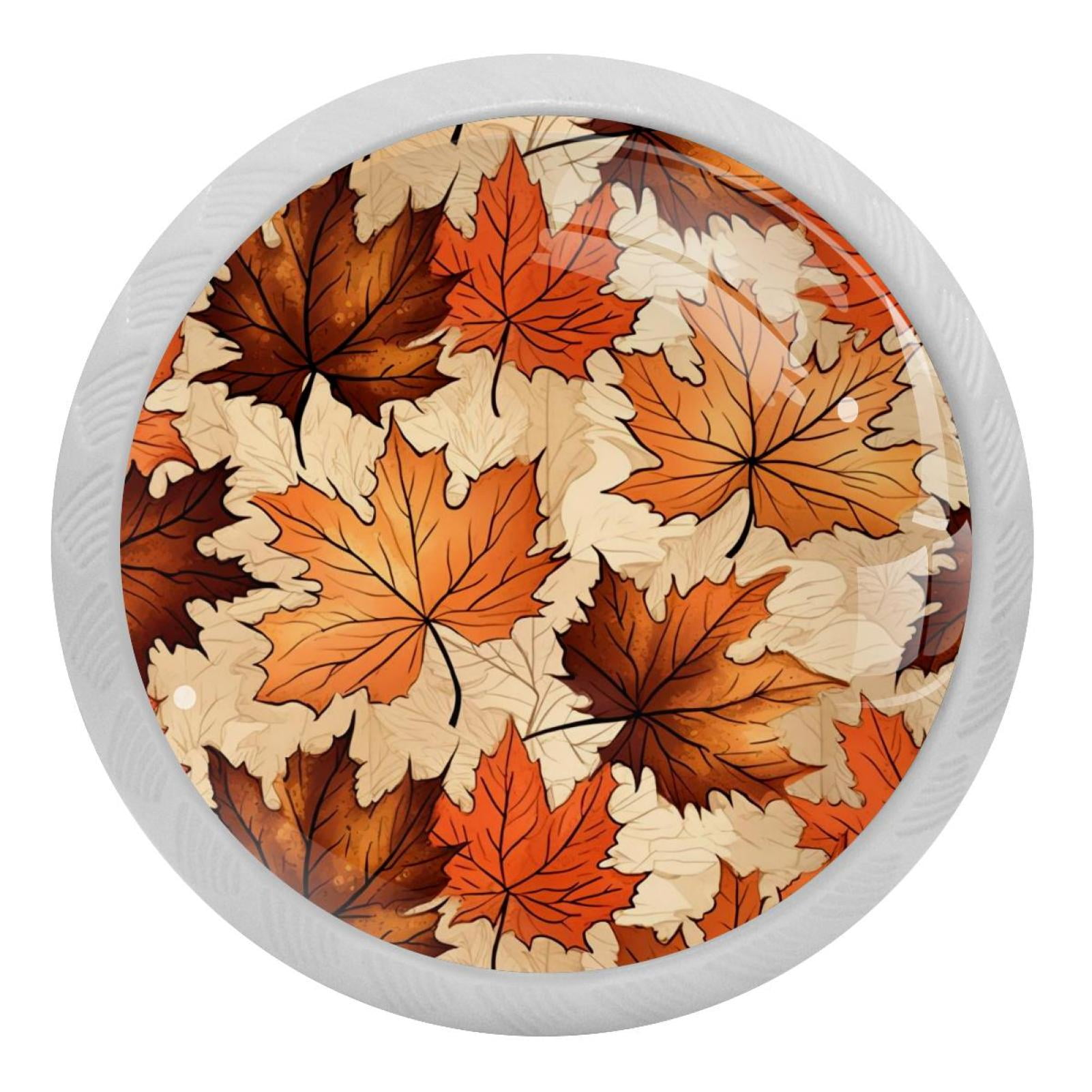 Maple Leaf Pattern 4PCS Cabinet Knobs Pulls Fluorescent Drawer Handle ...