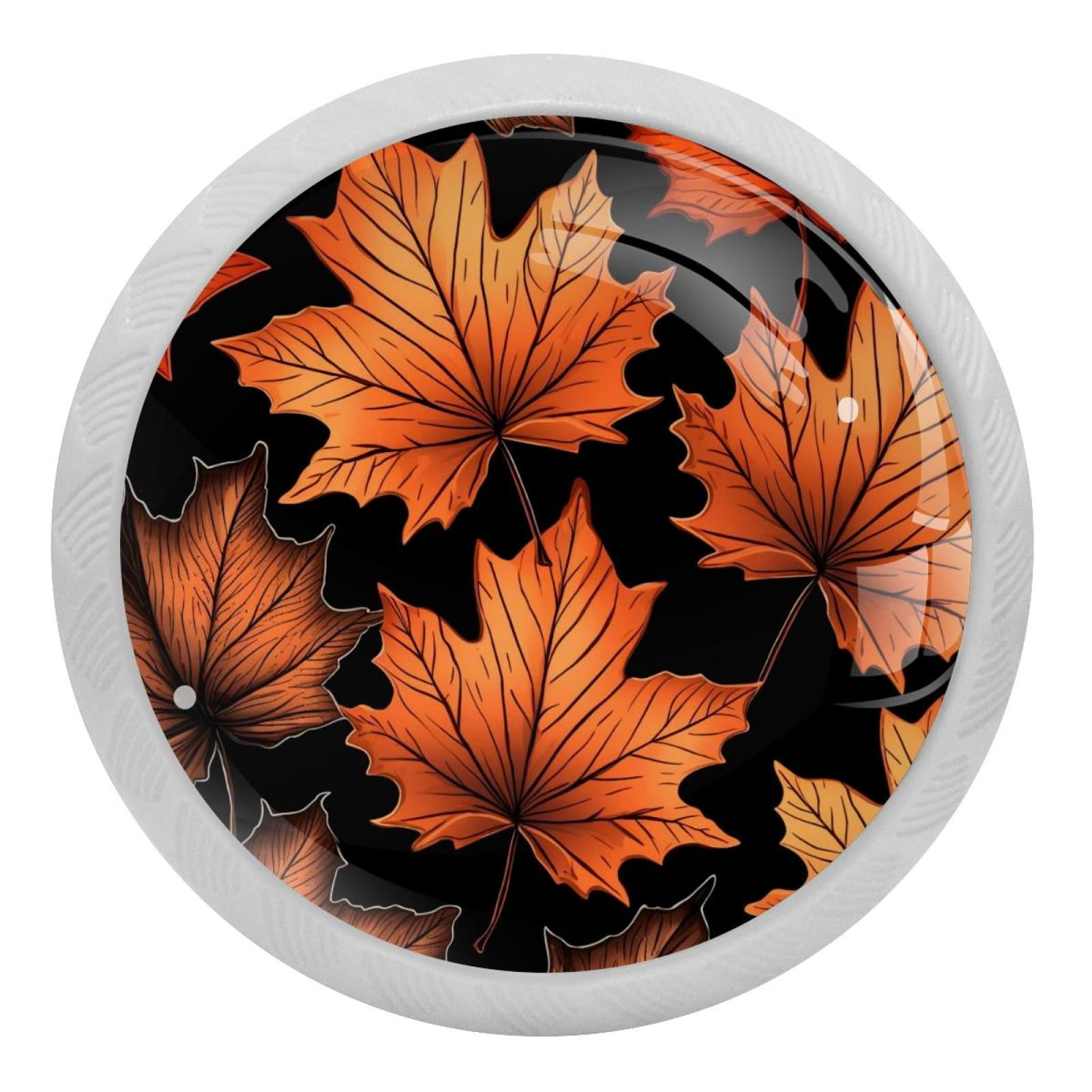 Maple Leaf Pattern 4PCS Cabinet Knobs Pulls Fluorescent Drawer Handle ...