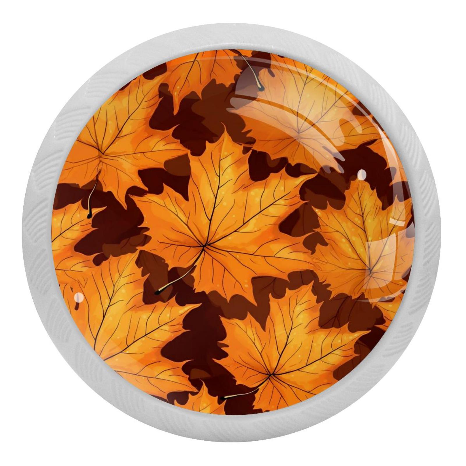 Maple Leaf Pattern 4PCS Cabinet Knobs Pulls Fluorescent Drawer Handle ...