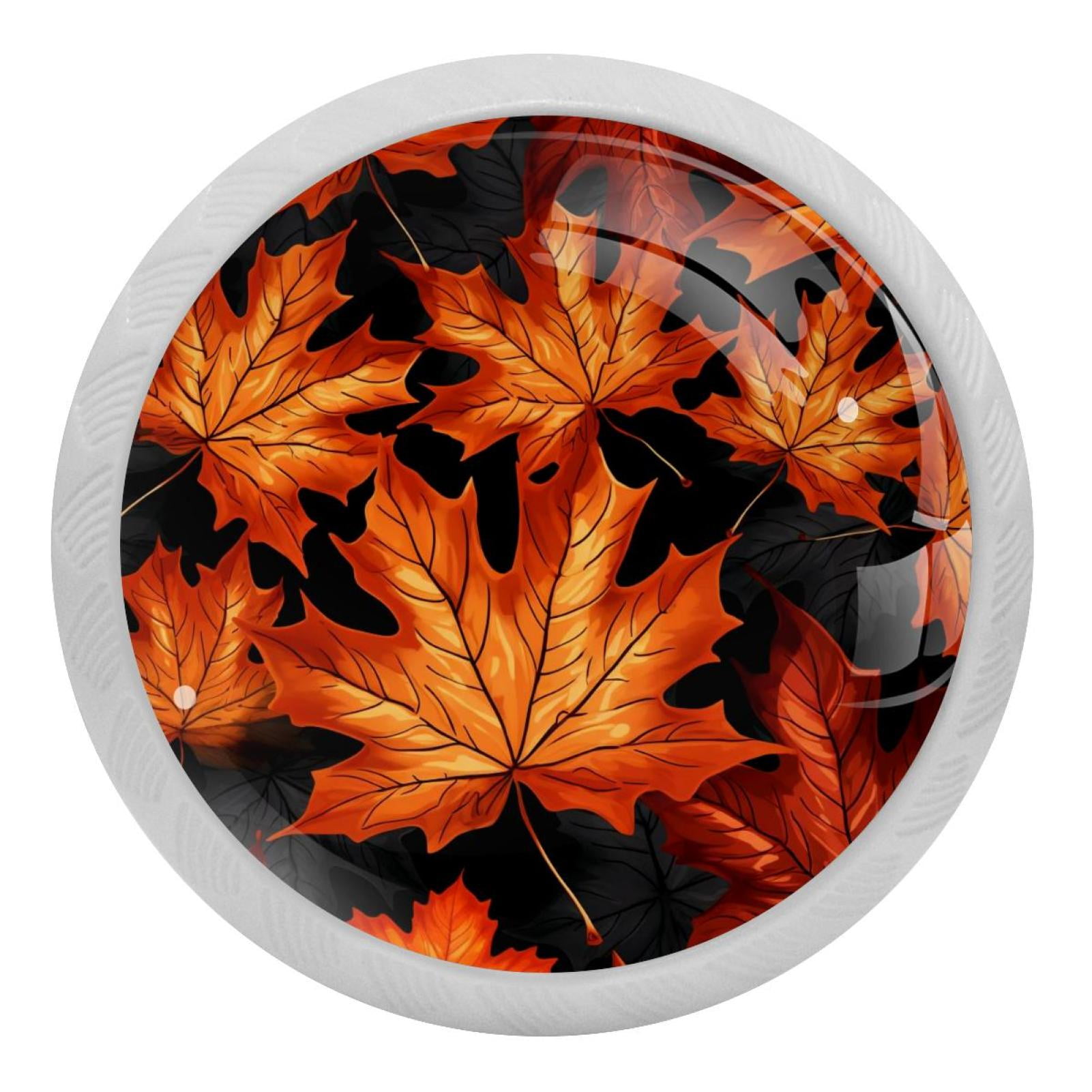 Maple Leaf Pattern 4PCS Cabinet Knobs Pulls Fluorescent Drawer Handle ...