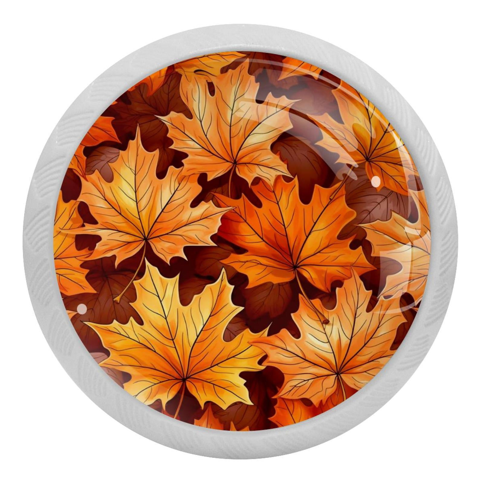 Maple Leaf Pattern 4PCS Cabinet Knobs Pulls Fluorescent Drawer Handle ...