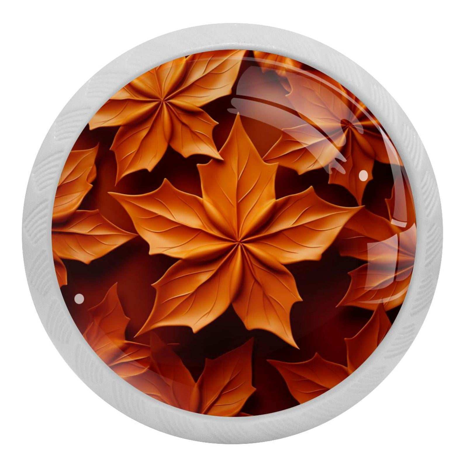 Maple Leaf Pattern 4PCS Cabinet Knobs Pulls Fluorescent Drawer Handle ...