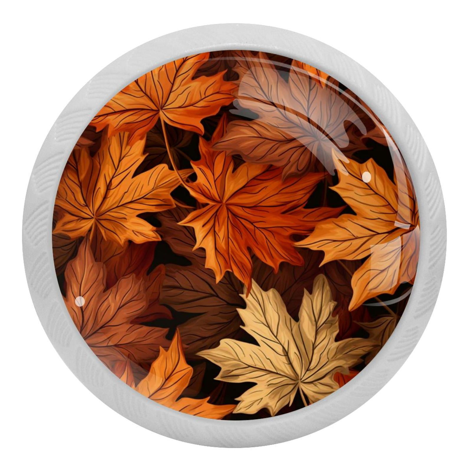 Maple Leaf Pattern 4PCS Cabinet Knobs Pulls Fluorescent Drawer Handle ...