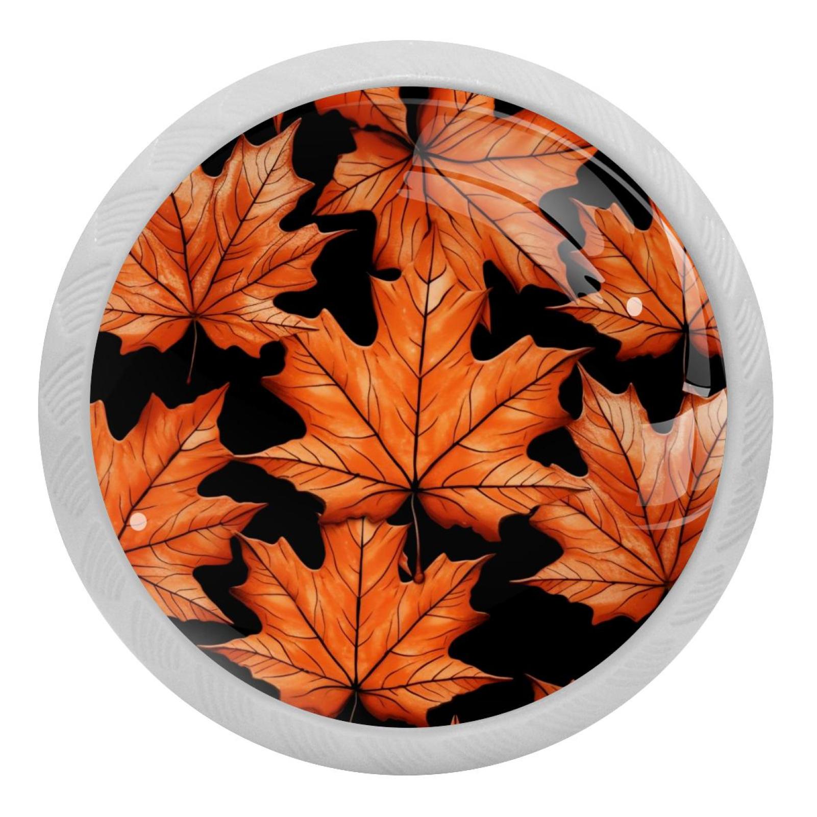 Maple Leaf Pattern 4PCS Cabinet Knobs Pulls Fluorescent Drawer Handle ...