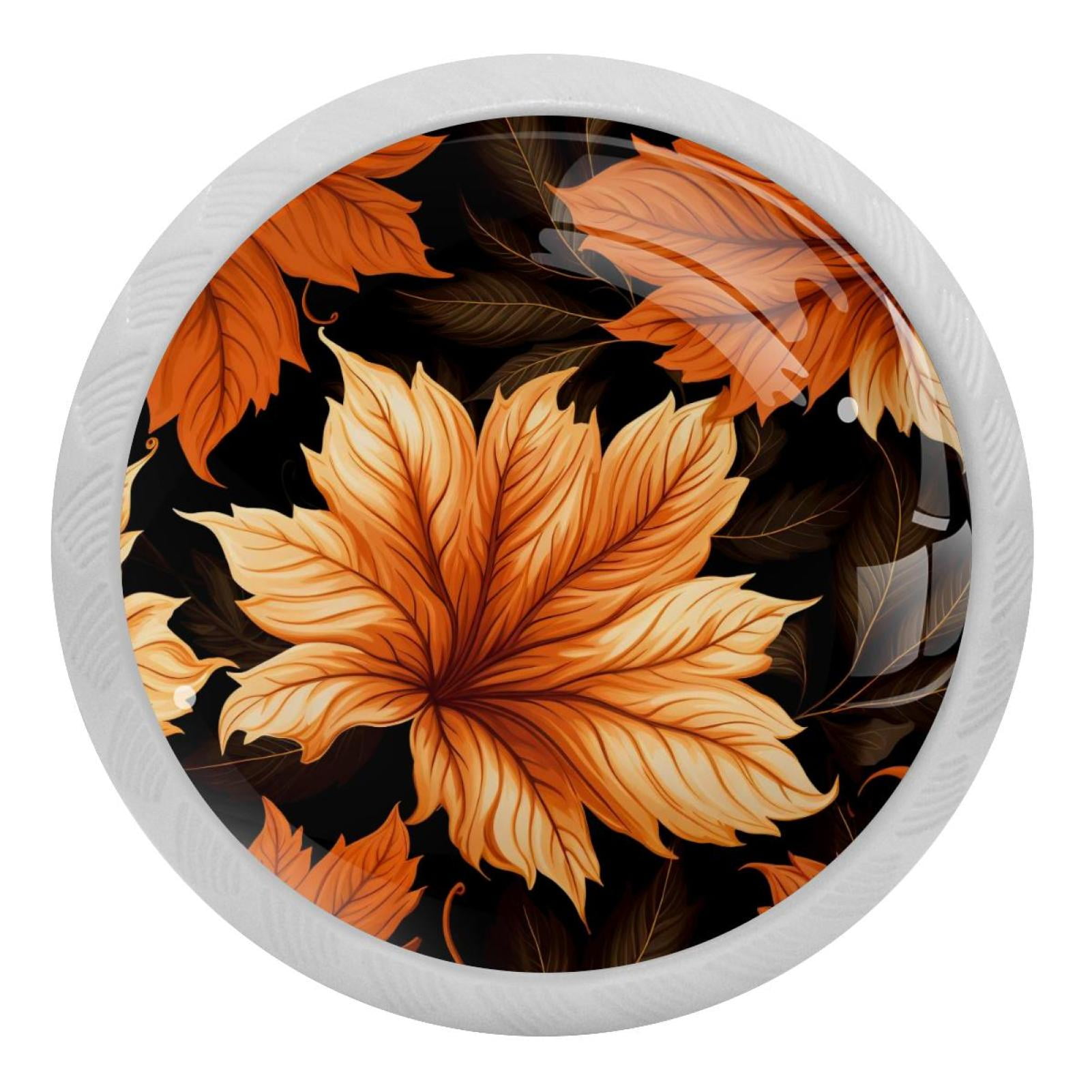 Maple Leaf Pattern 4PCS Cabinet Knobs Pulls Fluorescent Drawer Handle ...