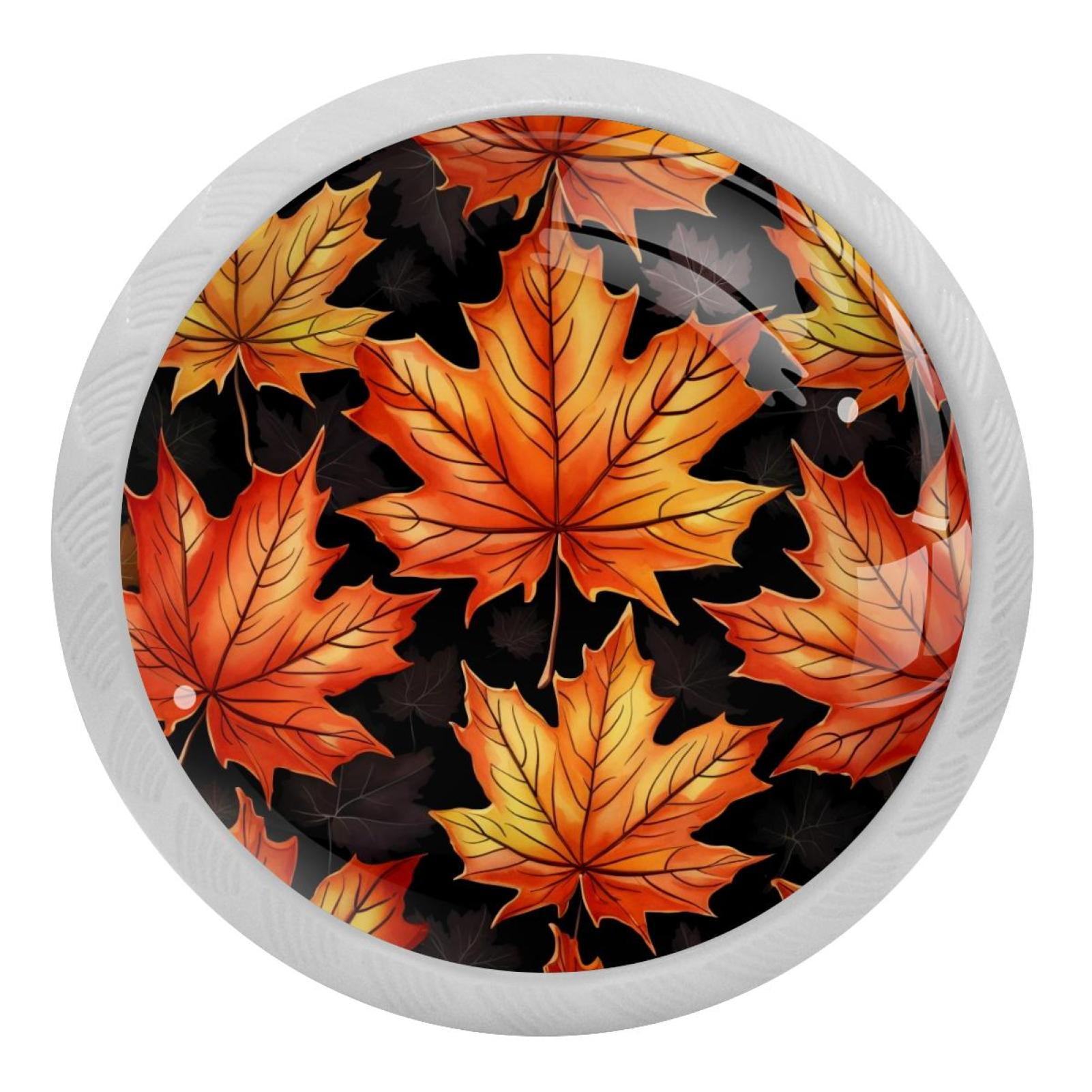 Maple Leaf Pattern 4PCS Cabinet Knobs Pulls Fluorescent Drawer Handle ...