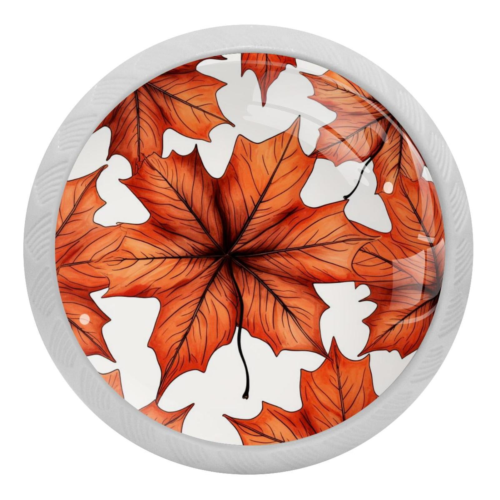 Maple Leaf Pattern 4PCS Cabinet Knobs Pulls Fluorescent Drawer Handle ...