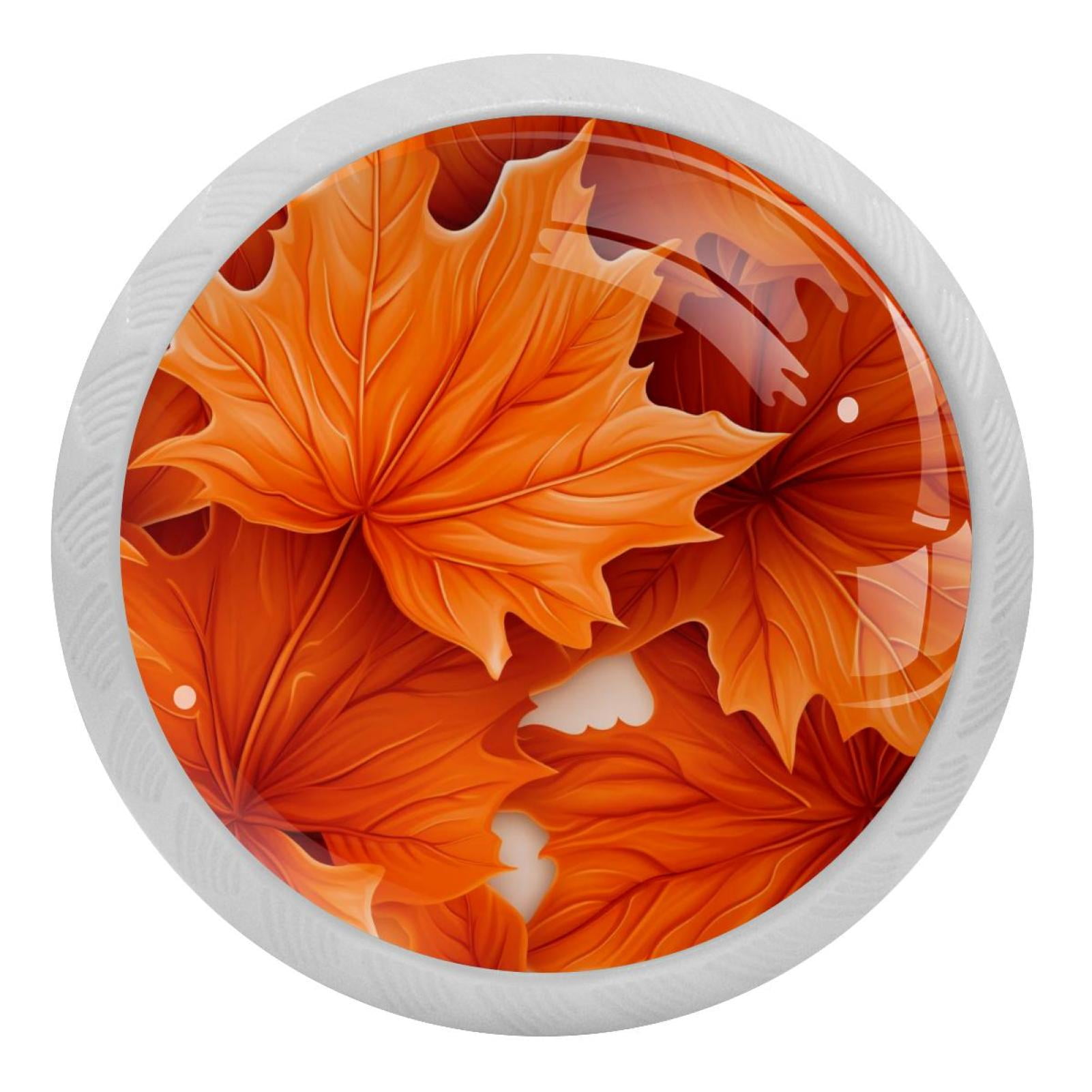 Maple Leaf Pattern 4PCS Cabinet Knobs Pulls Fluorescent Drawer Handle ...
