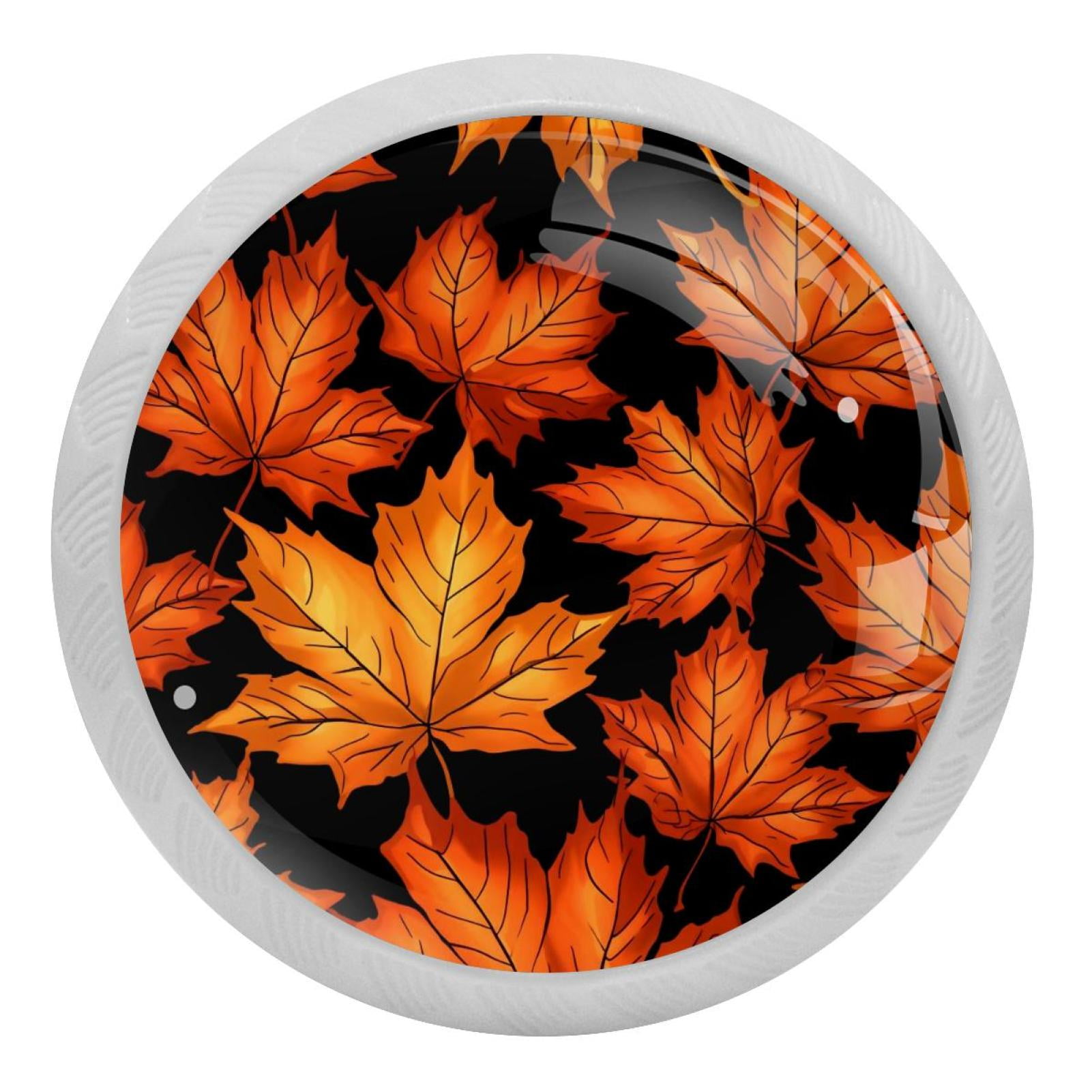 Maple Leaf Pattern 4PCS Cabinet Knobs Pulls Fluorescent Drawer Handle ...