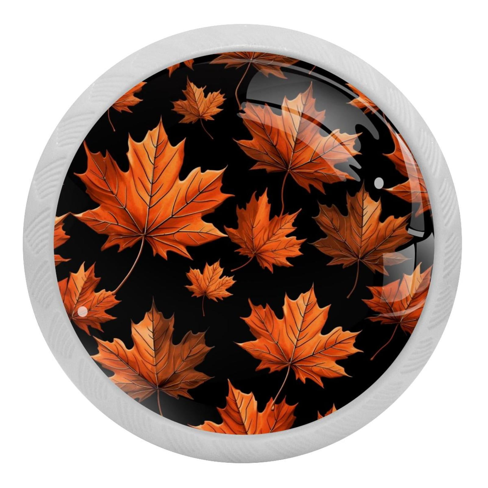 Maple Leaf Pattern 4PCS Cabinet Knobs Pulls Fluorescent Drawer Handle ...