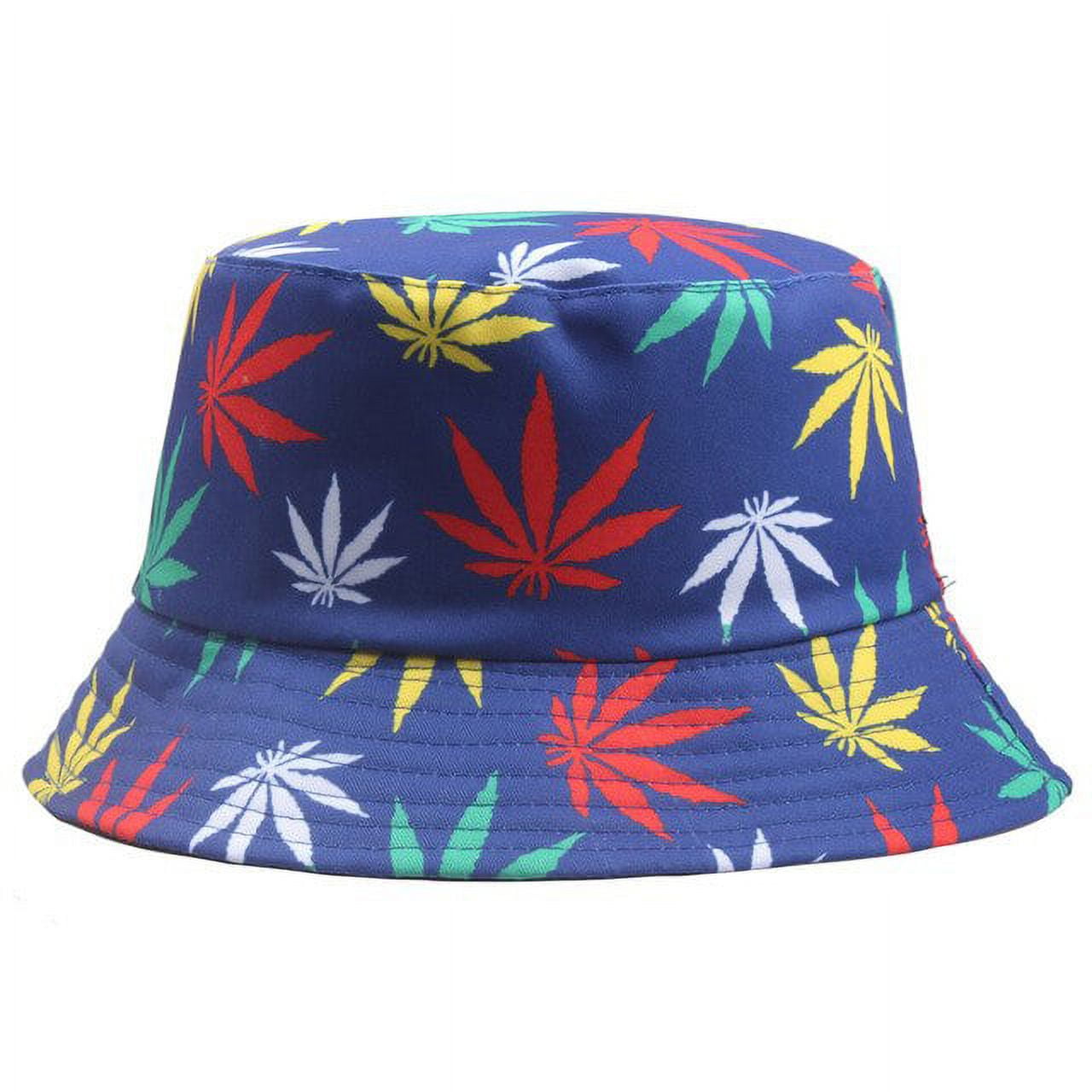 Maple Leaf Print Reversible Bucket Hat Men's Bob Fashion Cotton Panama ...