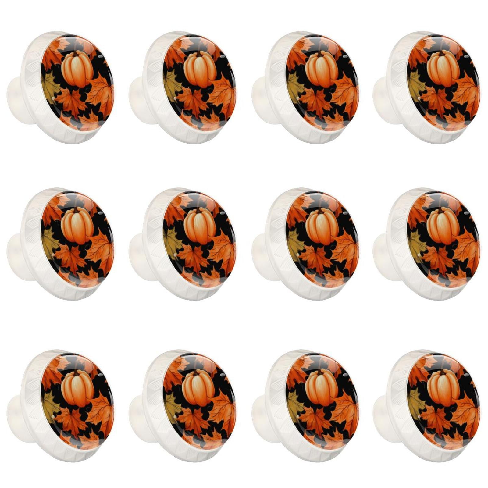 Maple Leaf Pumpkin 12 Pcs White Round Drawer Pulls with Screws,ABS and ...