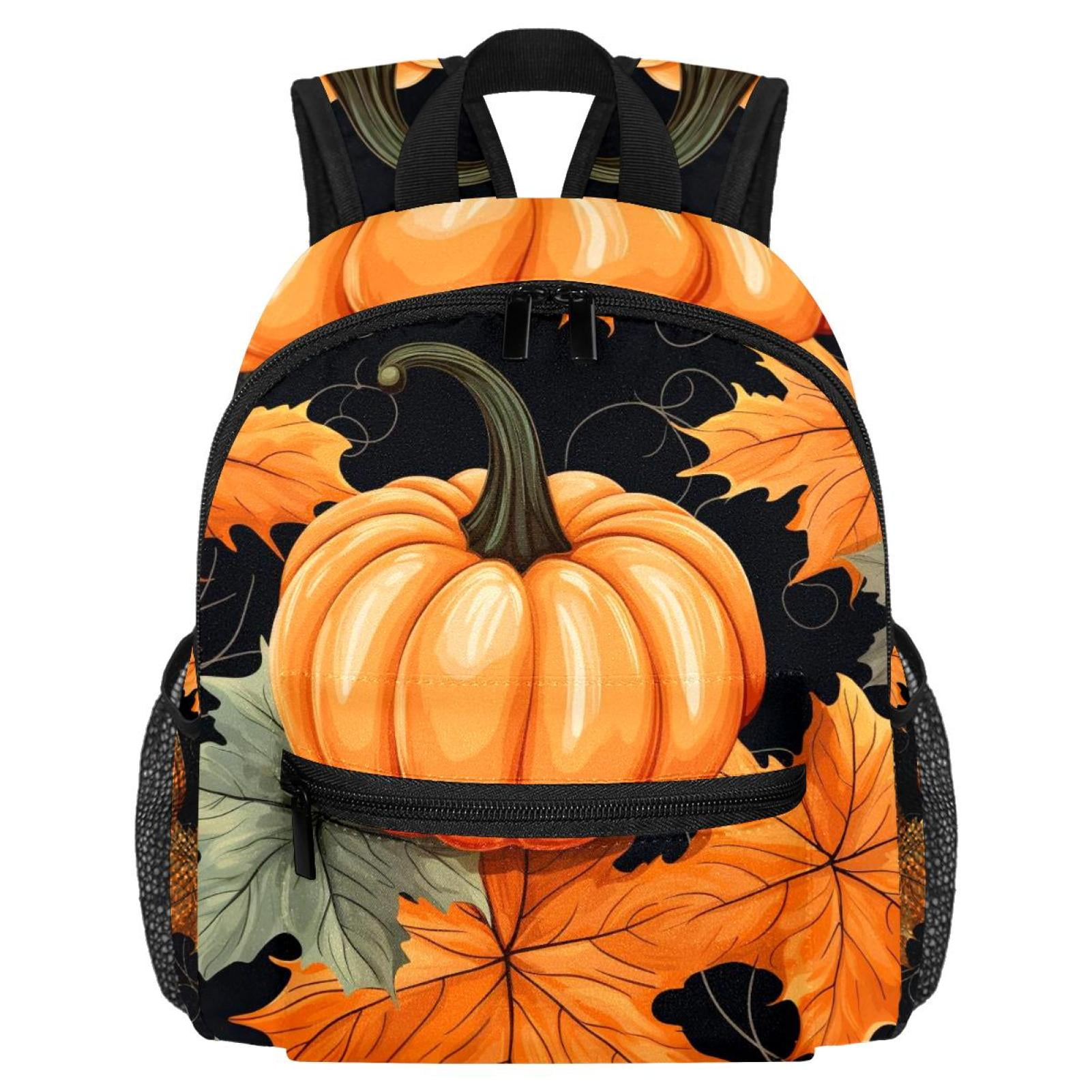 Maple Leaf Pumpkin Cute Adjustable Shoulder Strap Backpack with Large ...