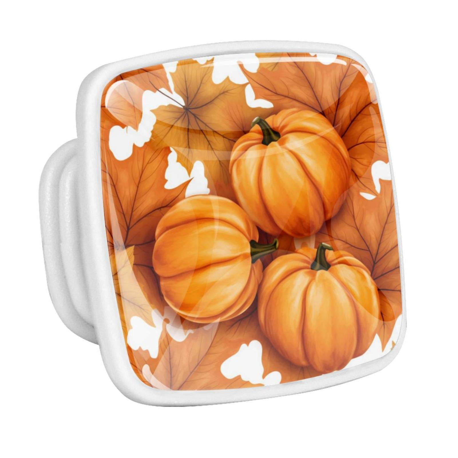 Maple Leaf Pumpkin Fluorescent Drawer Pulls with Screws Square 4-Pack ...