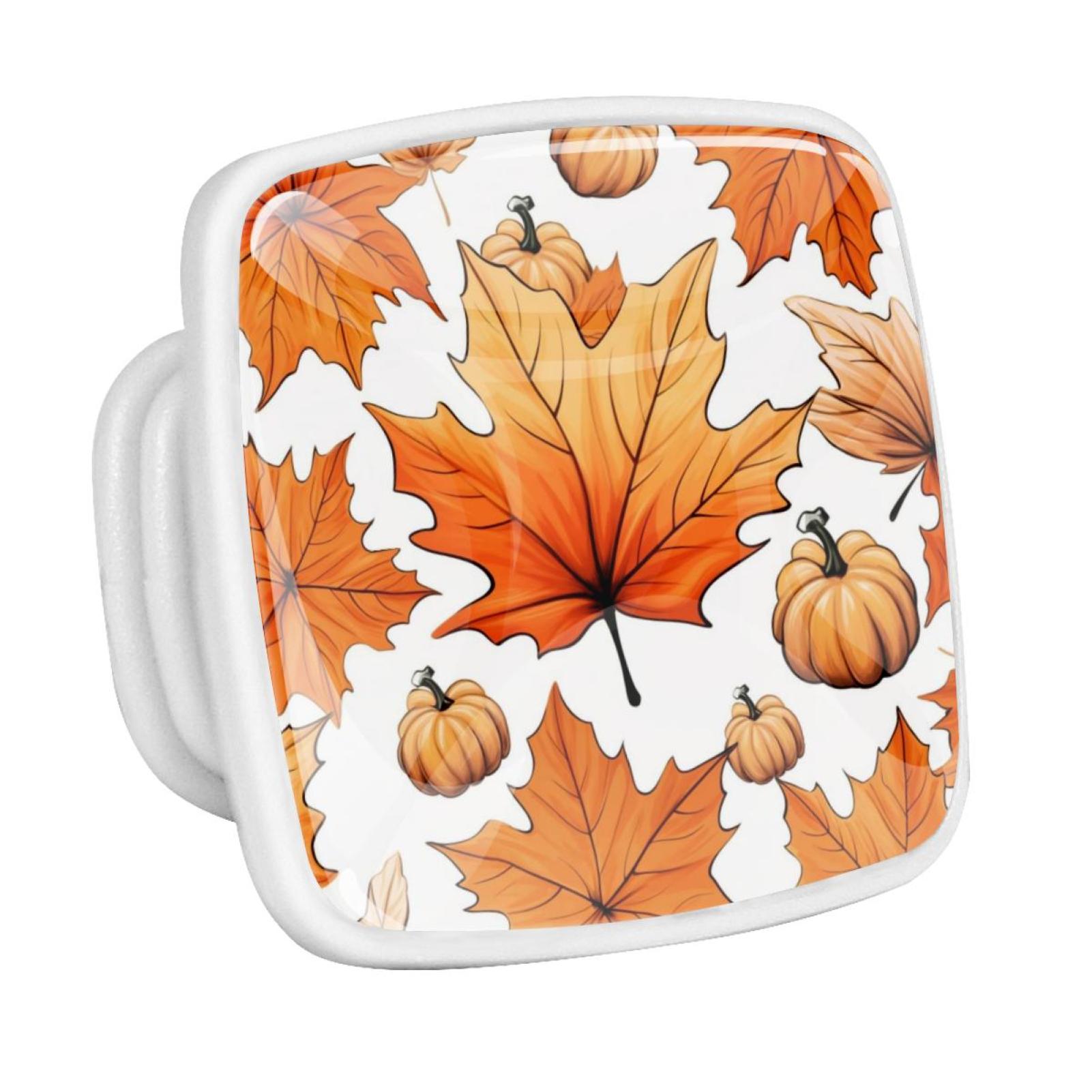 Maple Leaf Pumpkin Fluorescent Drawer Pulls with Screws Square 4-Pack ...