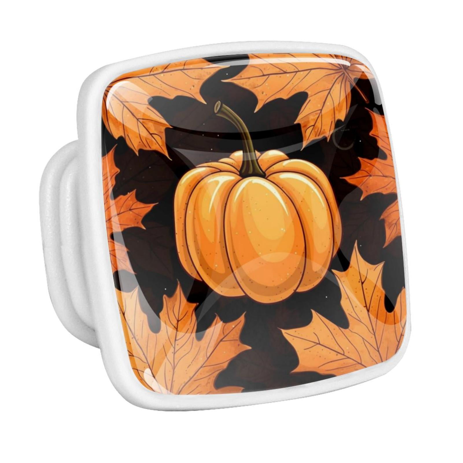 Maple Leaf Pumpkin Fluorescent Drawer Pulls with Screws Square 4-Pack ...