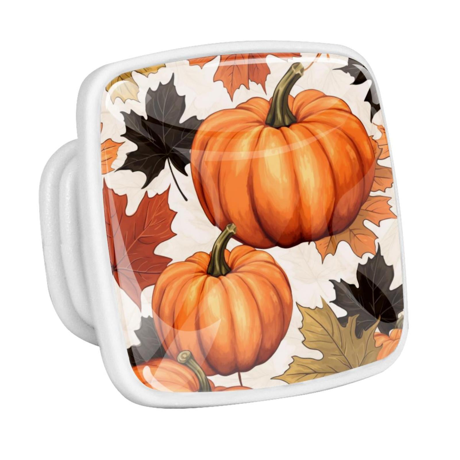 Maple Leaf Pumpkin Fluorescent Drawer Pulls with Screws Square 4-Pack ...