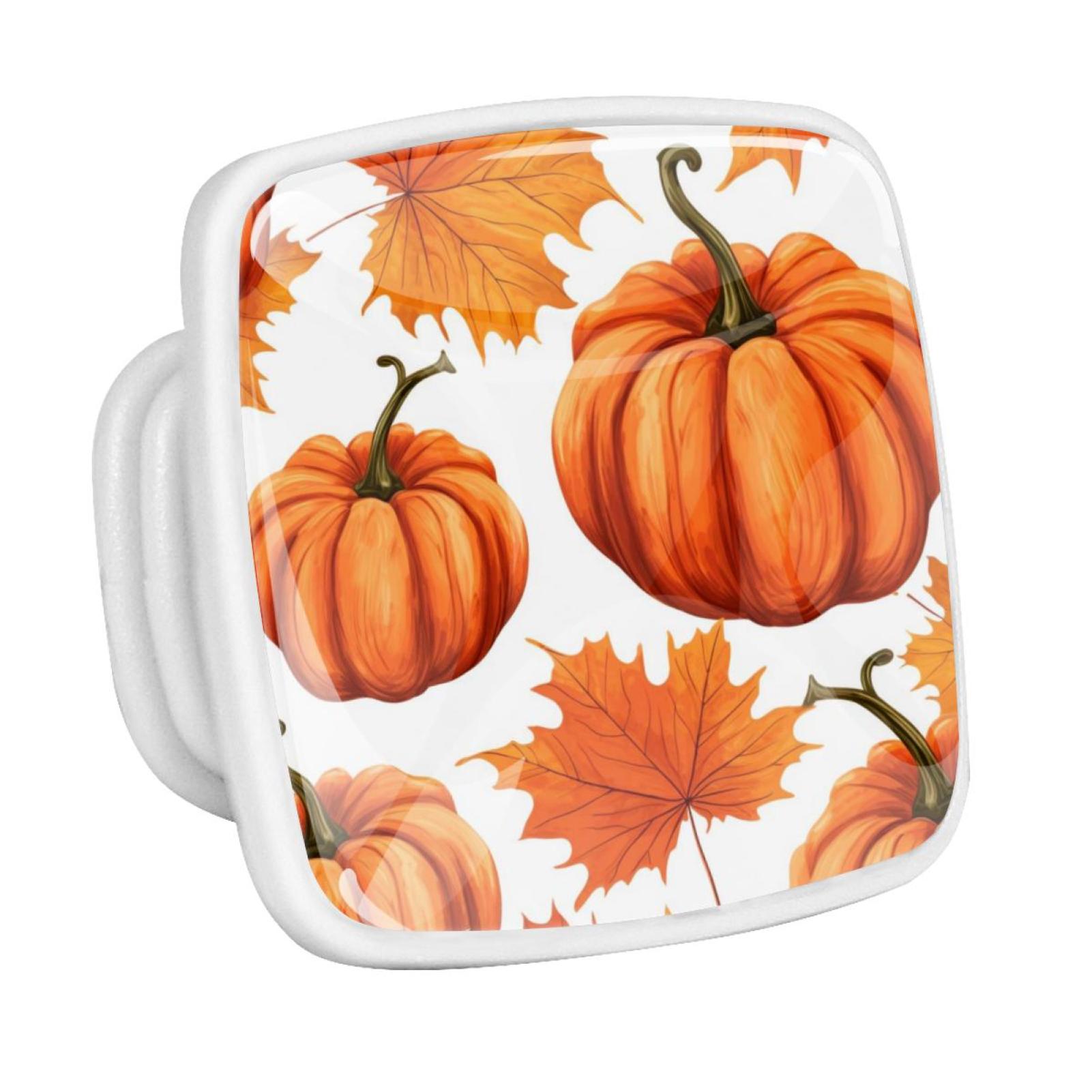 Maple Leaf Pumpkin Fluorescent Drawer Pulls with Screws Square 4-Pack ...