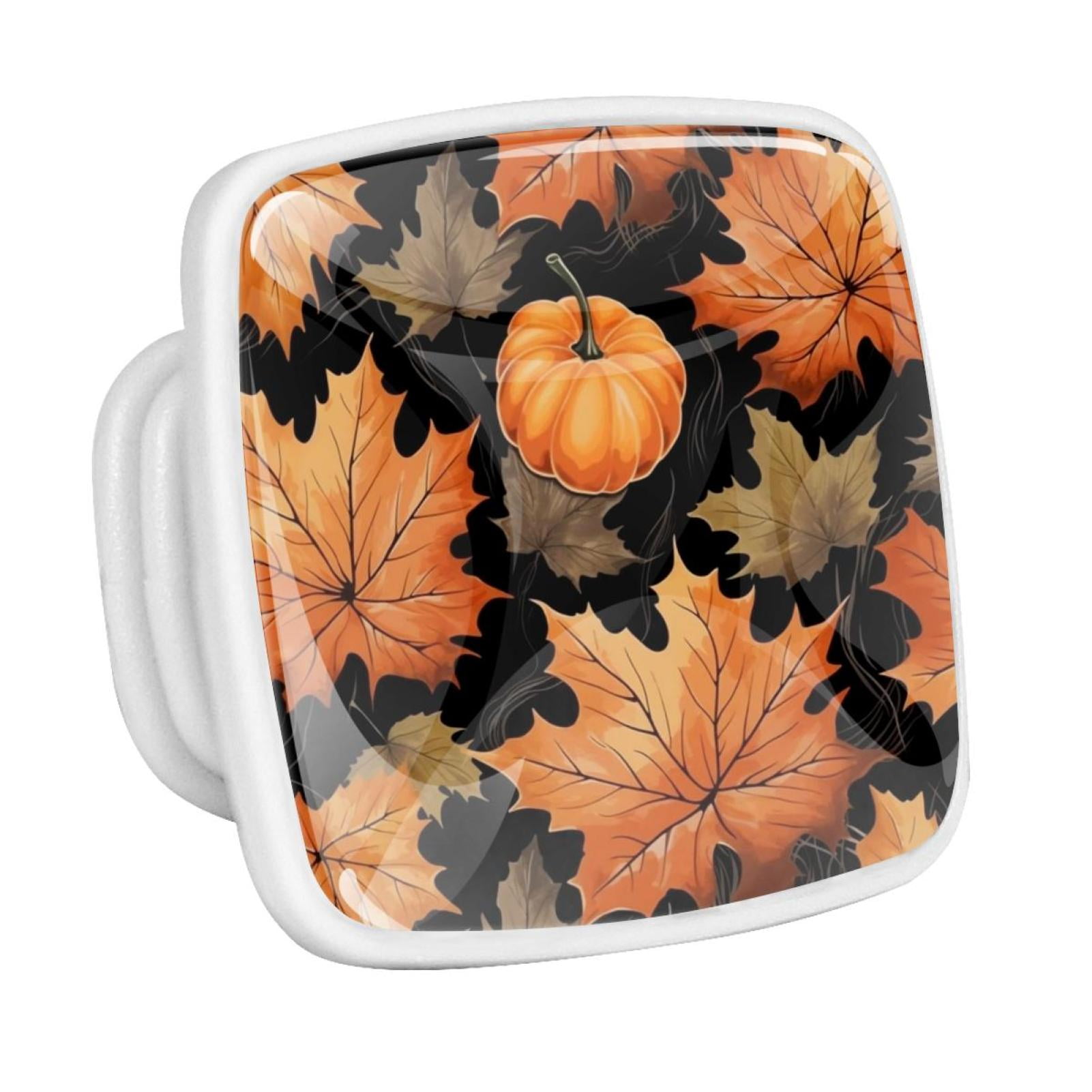Maple Leaf Pumpkin Fluorescent Drawer Pulls with Screws Square 4-Pack ...
