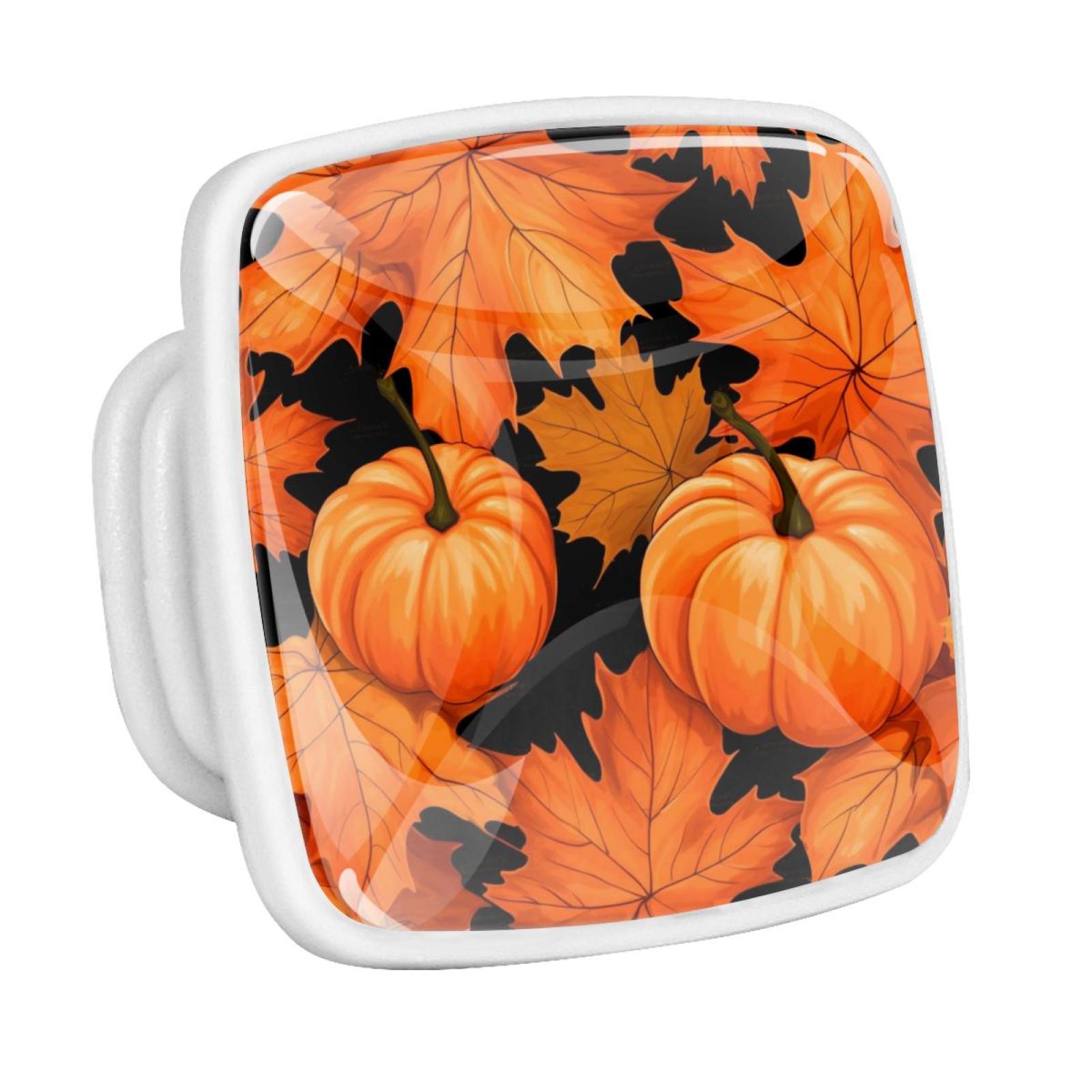 Maple Leaf Pumpkin Fluorescent Drawer Pulls with Screws Square 4-Pack ...