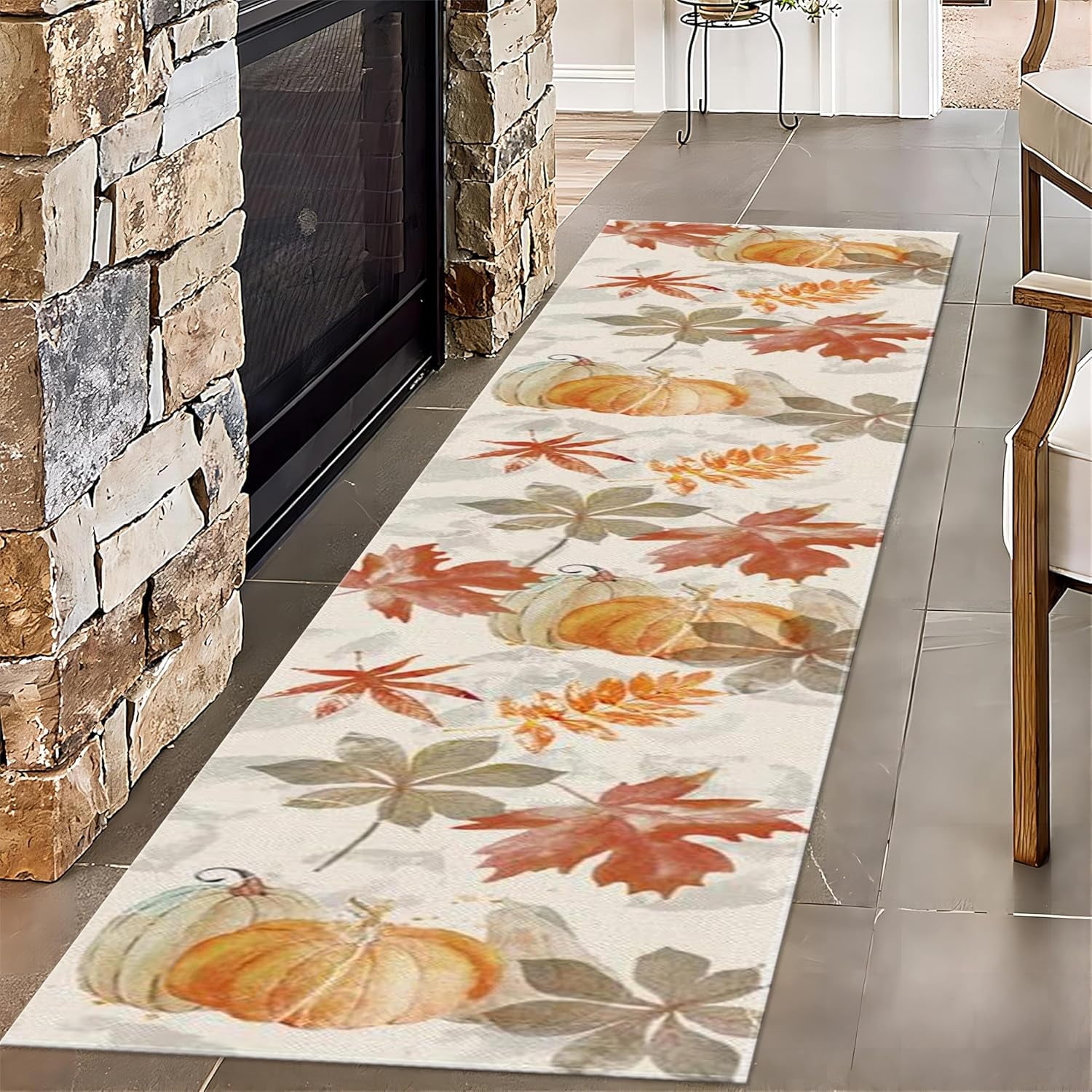 Maple Leaf Pumpkin Long Hallway Rug Runners, 2x6ft, Thanksgiving Fall ...