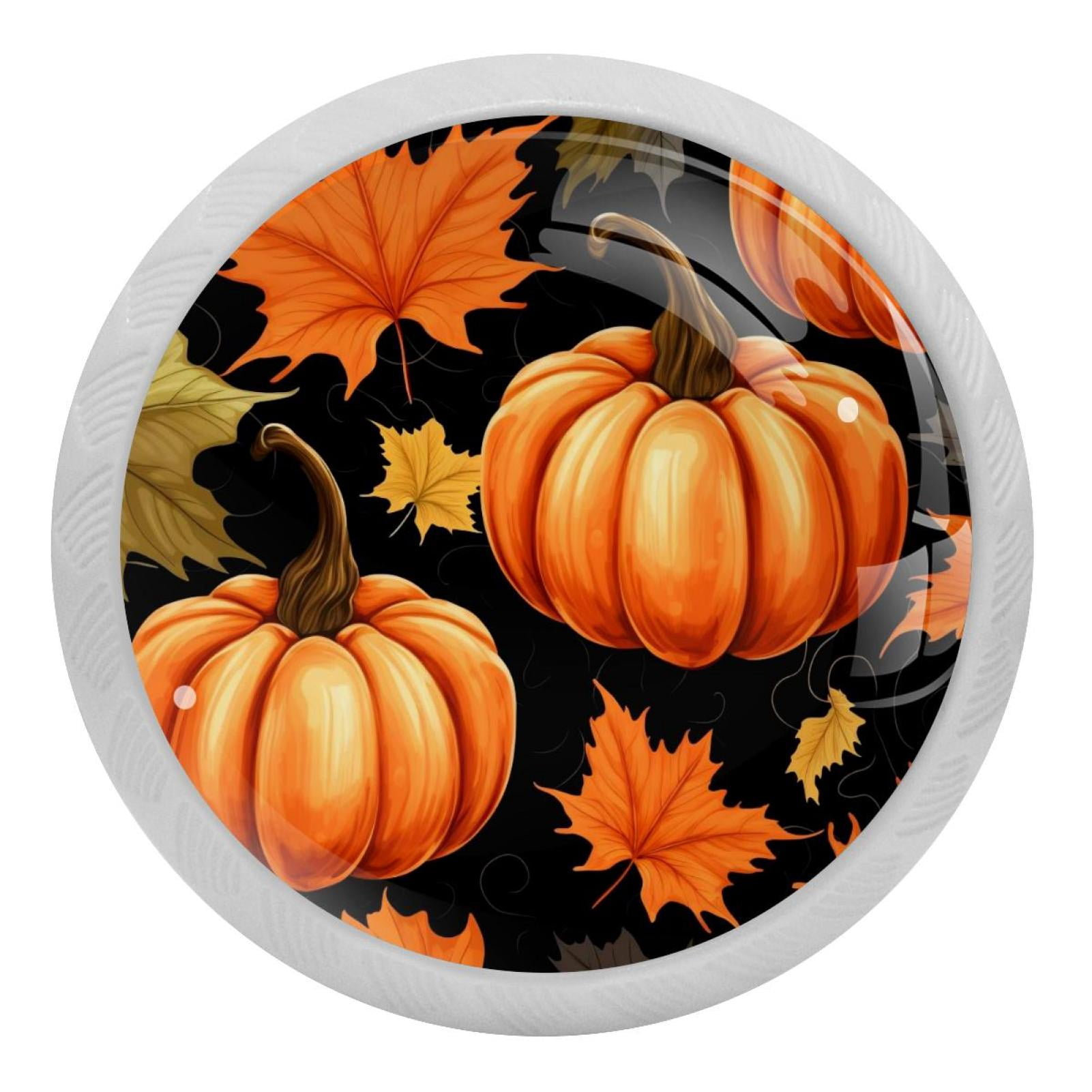 Maple Leaf Pumpkin Pattern 4PCS Cabinet Knobs Pulls Fluorescent Drawer Handle Cabinet Drawer ...