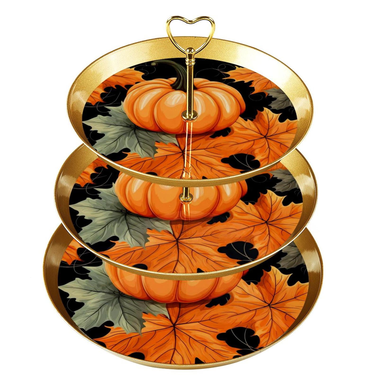 Maple Leaf Pumpkin Plastic Discs and Iron Pillar Dessert Table Stand ...
