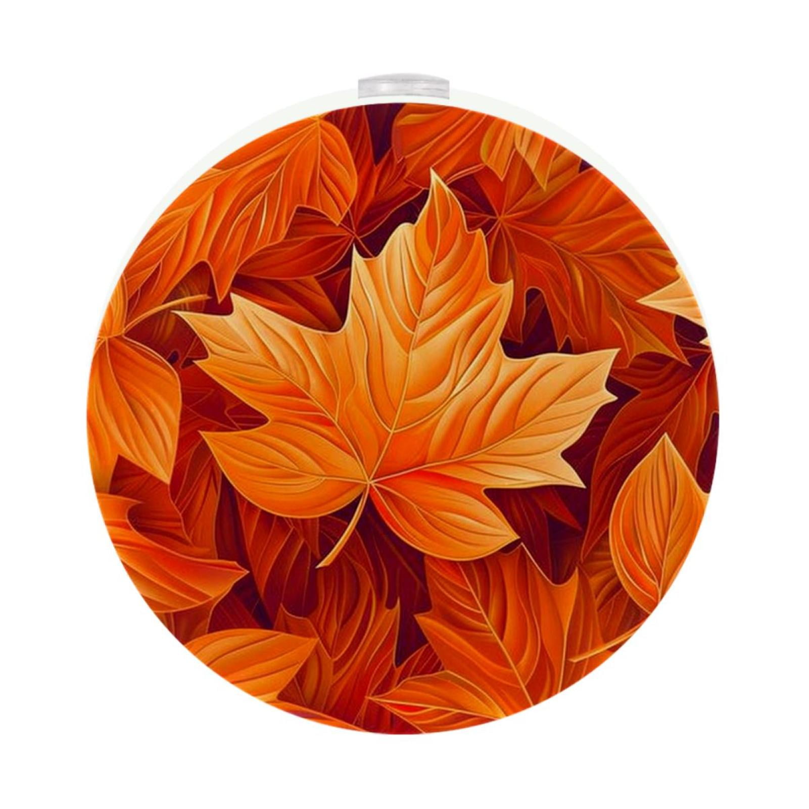 Maple Leaf Round LED Night Light-2PCS, Portable Plug-in Wall Lamp with ...