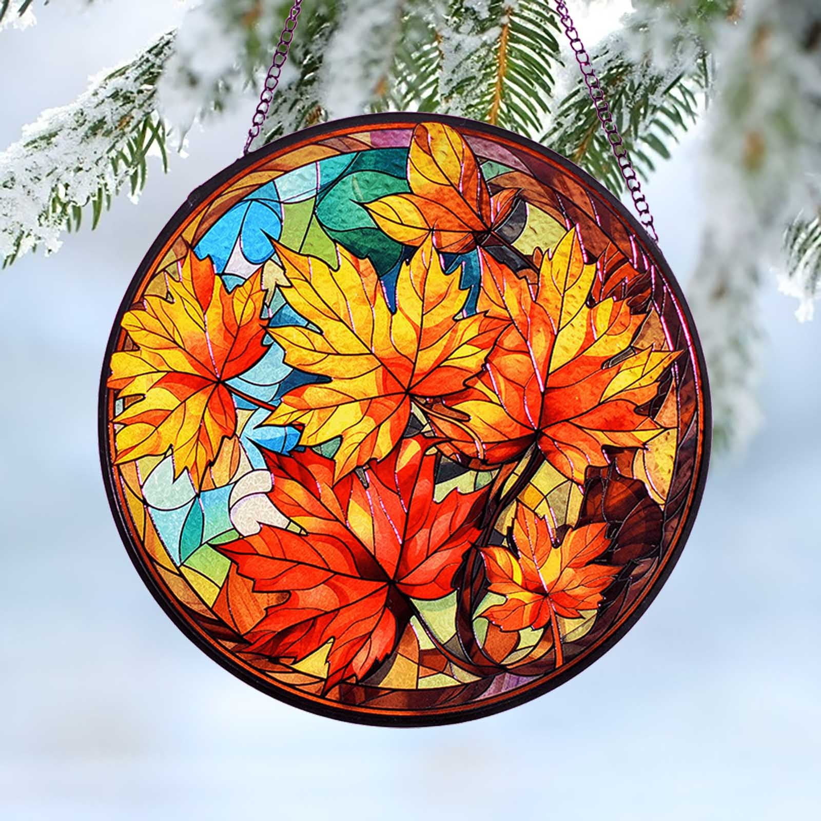 Maple Leaf Stained Plexiglass Suncatcher for Garden Decor,Outdoor Decor ...