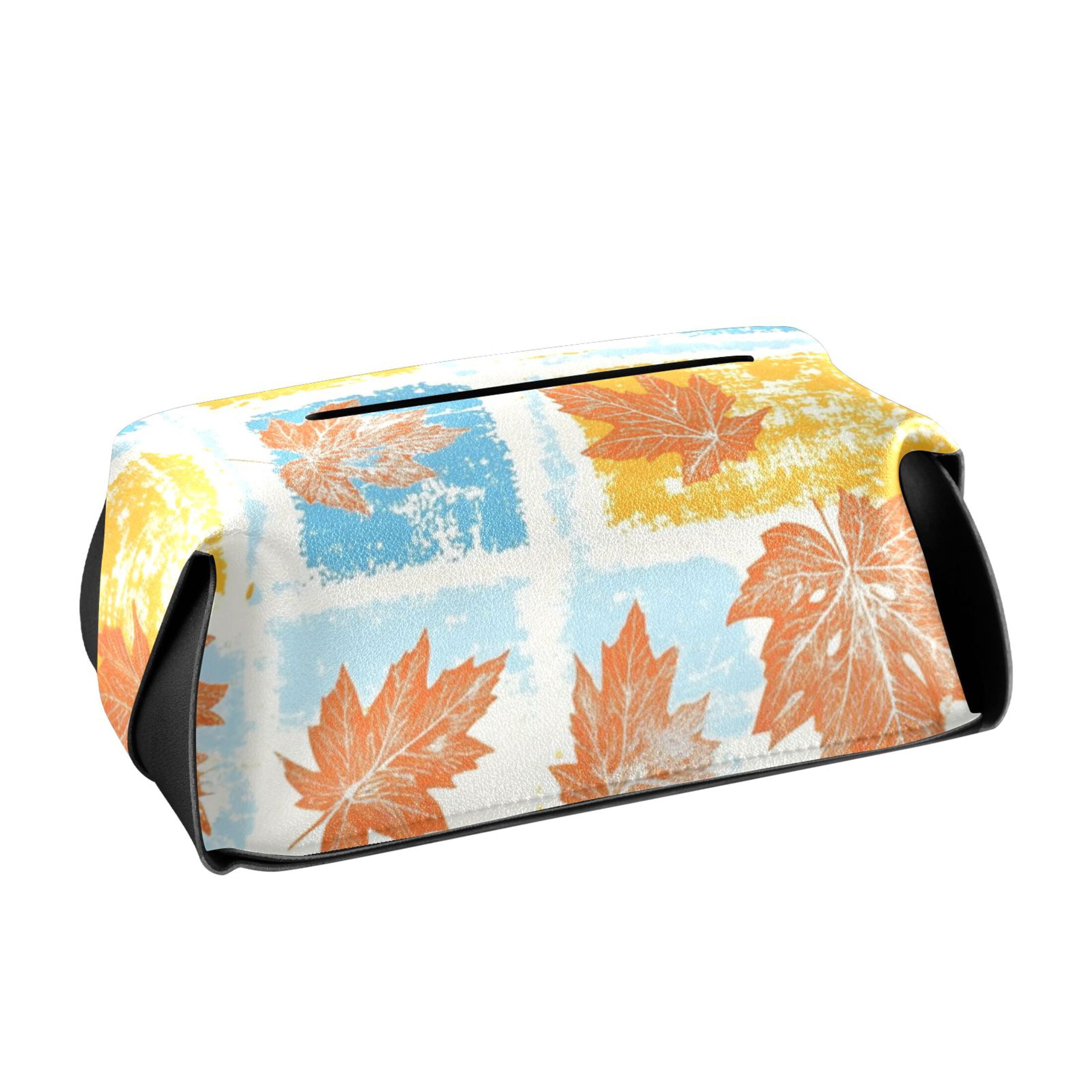 Maple Leaf Stuffed Print Tissue Box Cover Leather Square Rectangle ...