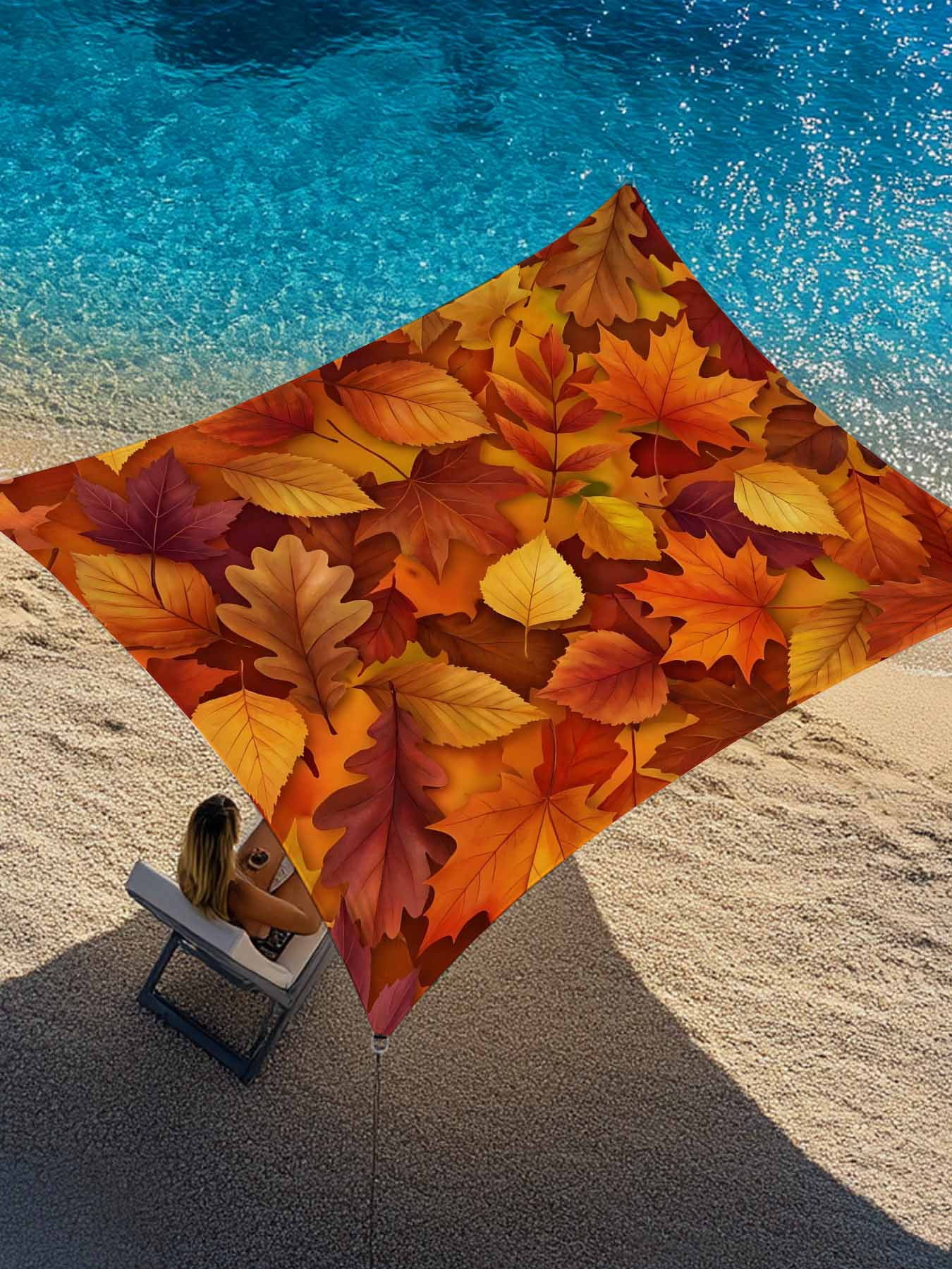 Maple Leaf Sun Shade Sail 6.5' x 10', Country Fall Orange Brown Leaf ...