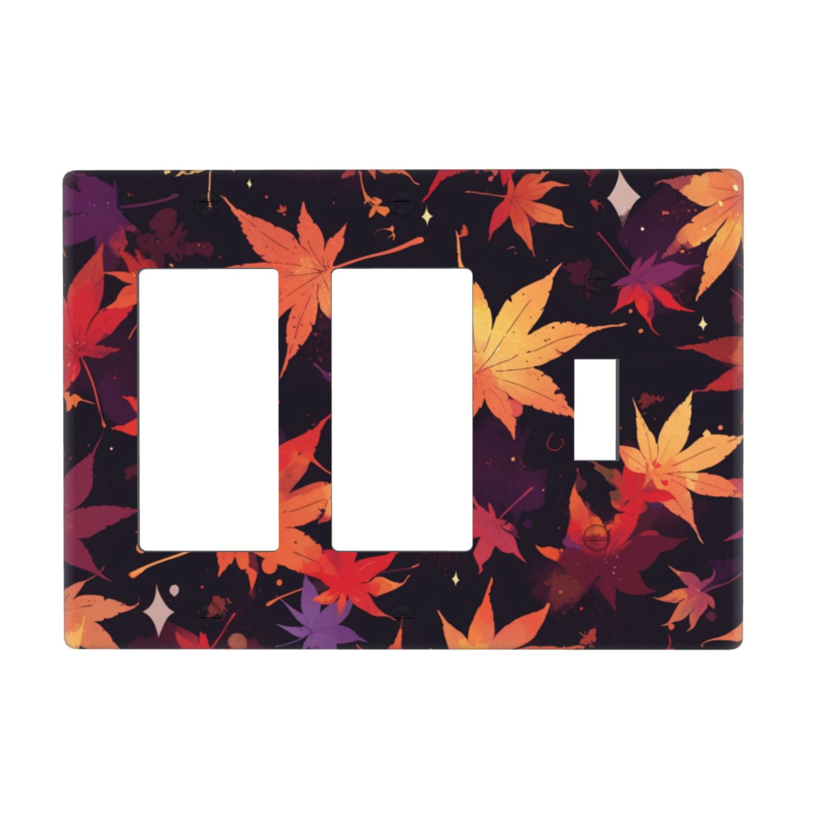 Maple Leaf Switch Cover Decorative Wall Plate 3-Gang 2-Decor 1-Toggle ...
